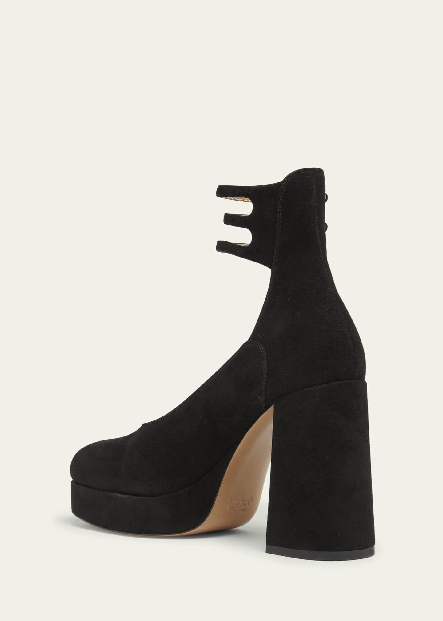 Chloe Loti Suede Platform Block-Heel Pumps - Bergdorf Goodman