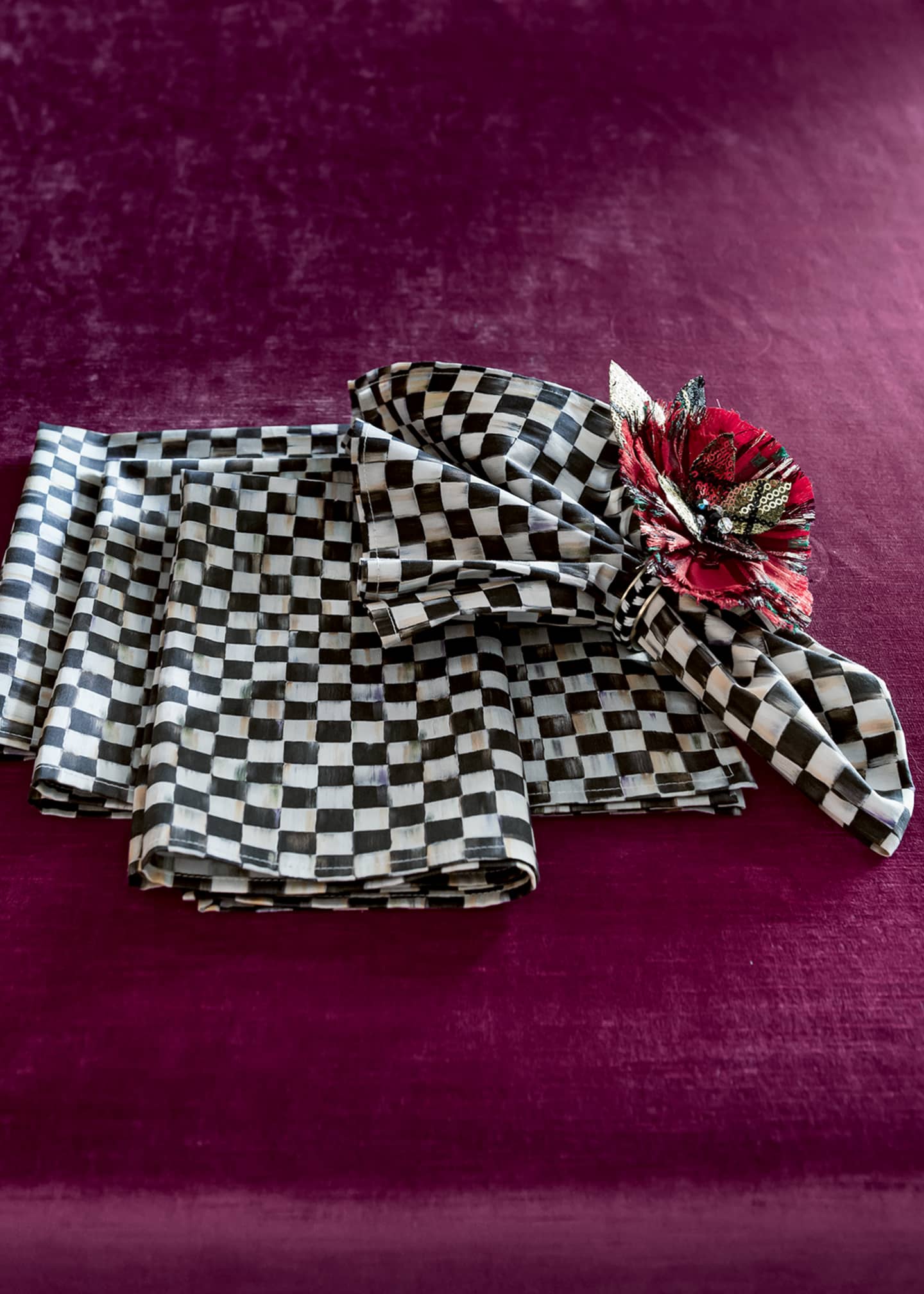 MacKenzie-Childs Courtly Check Napkin with 1"Sq. Check Pattern ...