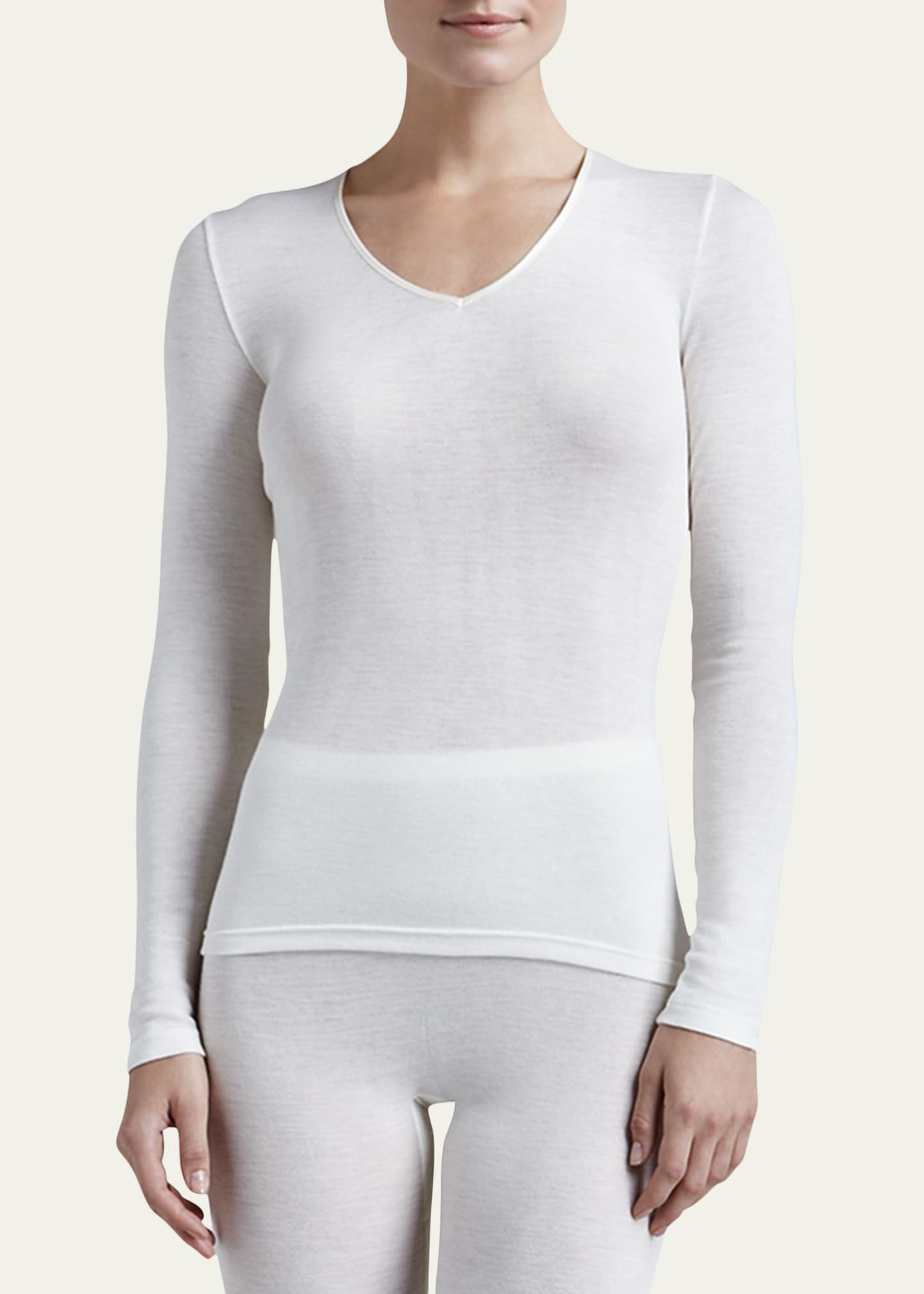 Hanro Wool & Silk Blend V-Neck Top - Bergdorf Goodman