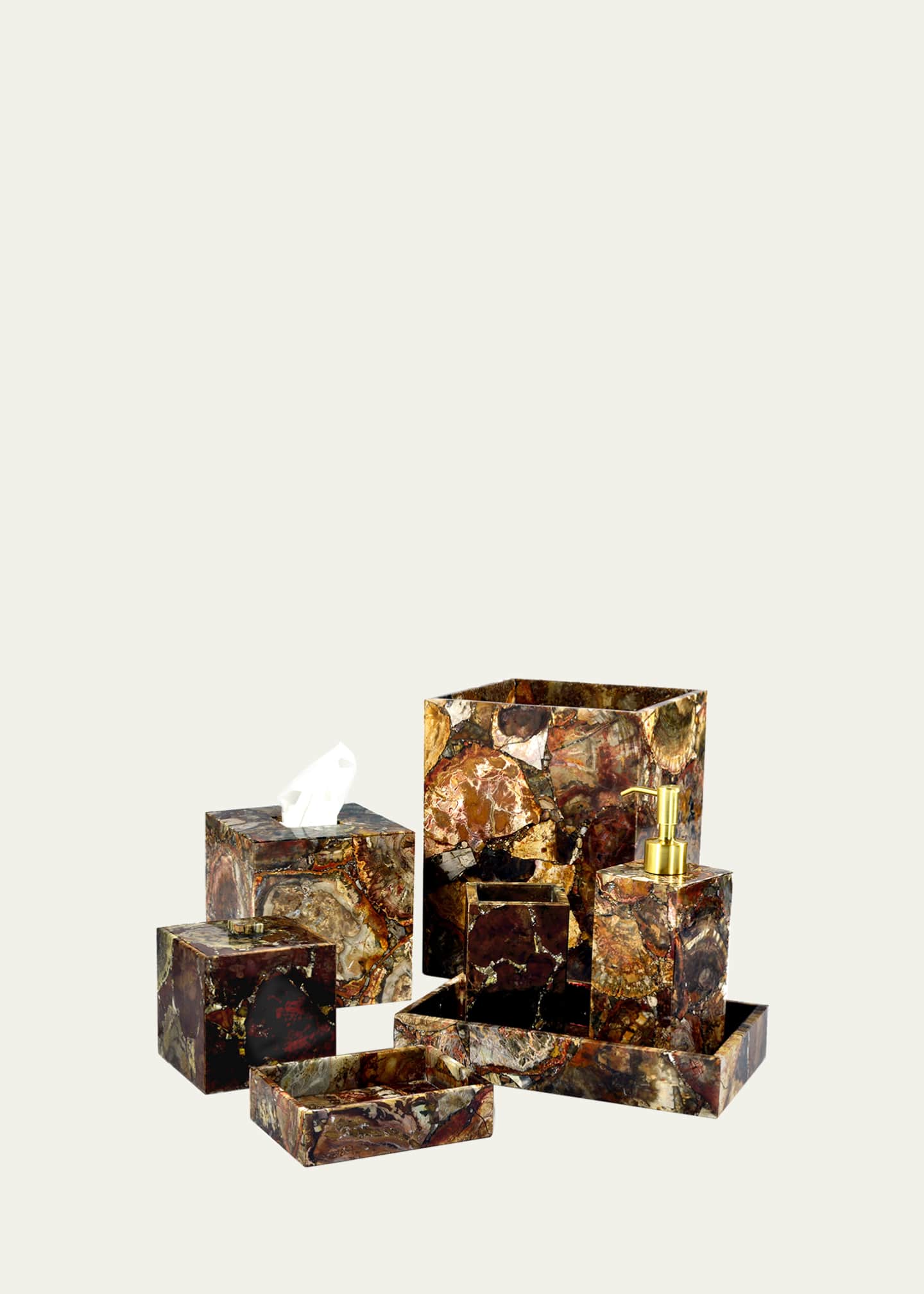 Mike & Ally Petrified Wood Tissue Box Cover - Bergdorf Goodman