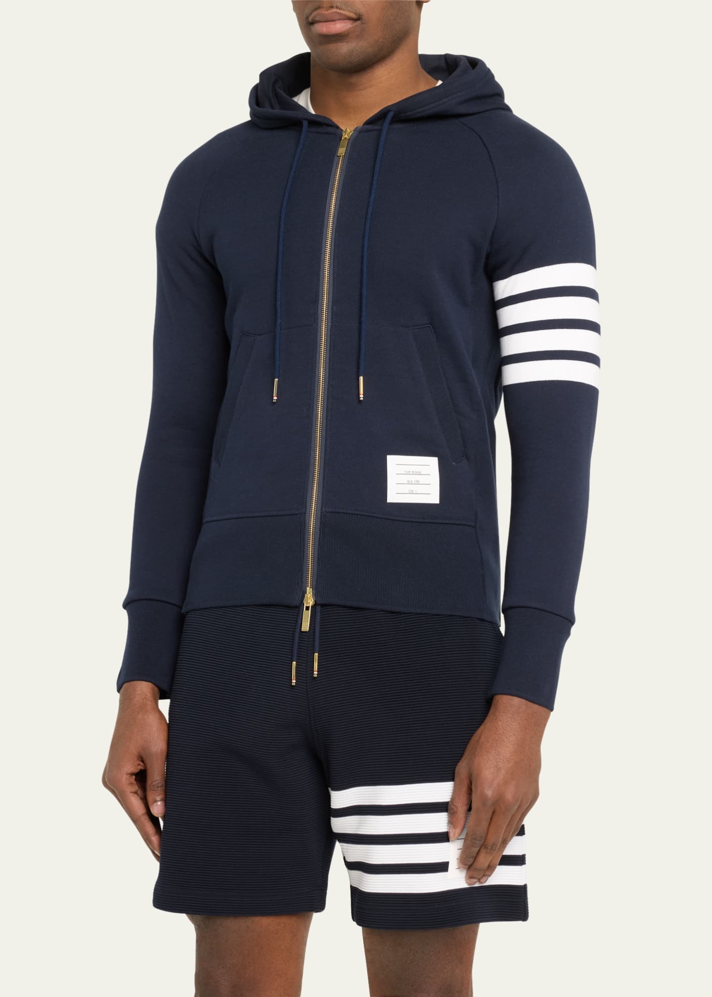 Thom Browne Four-Stripe Hoodie Sweatshirt - Bergdorf Goodman