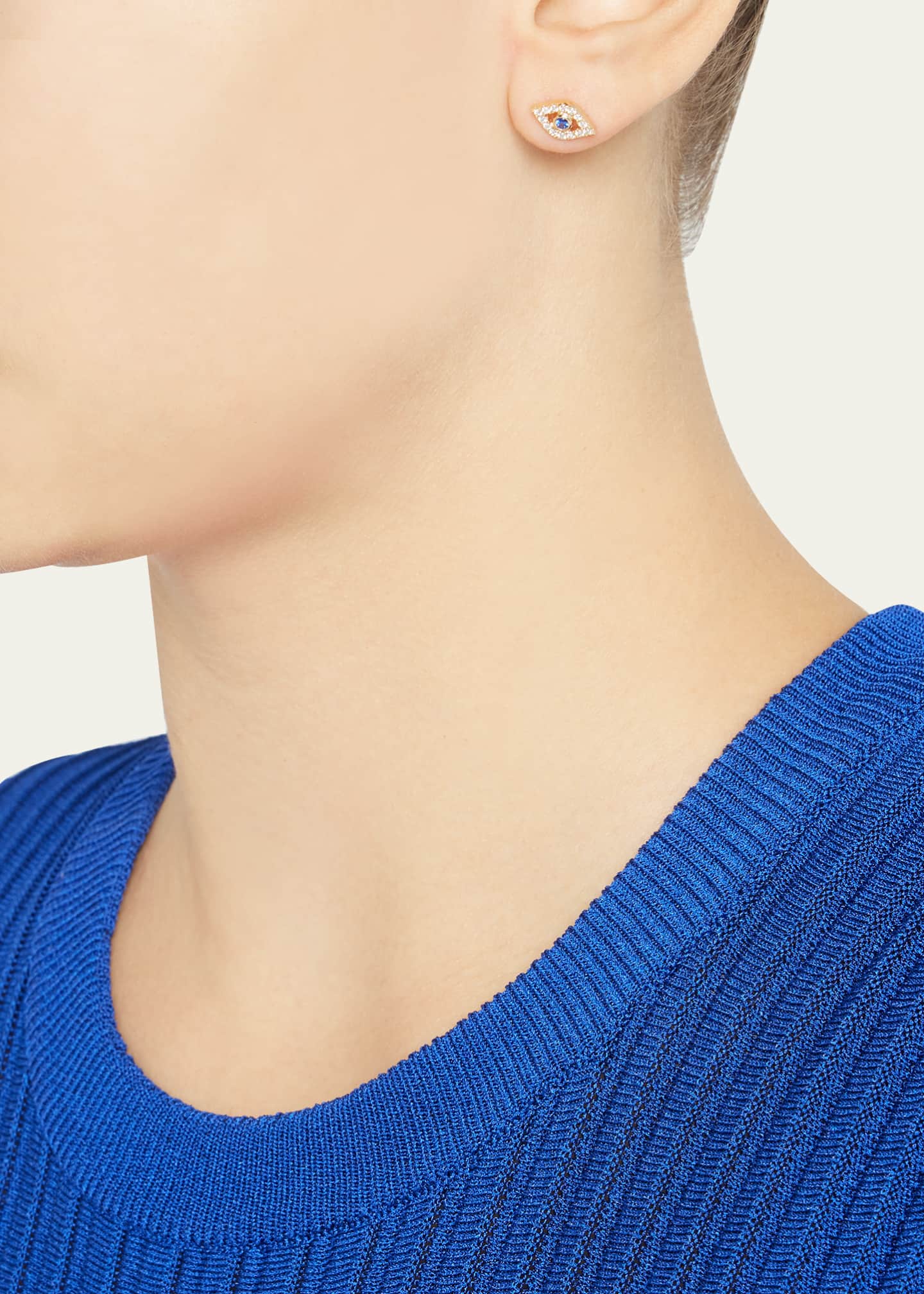 Sydney Evan 14K Yellow Gold Large Sapphire Bezel Eye Stud Earring ...