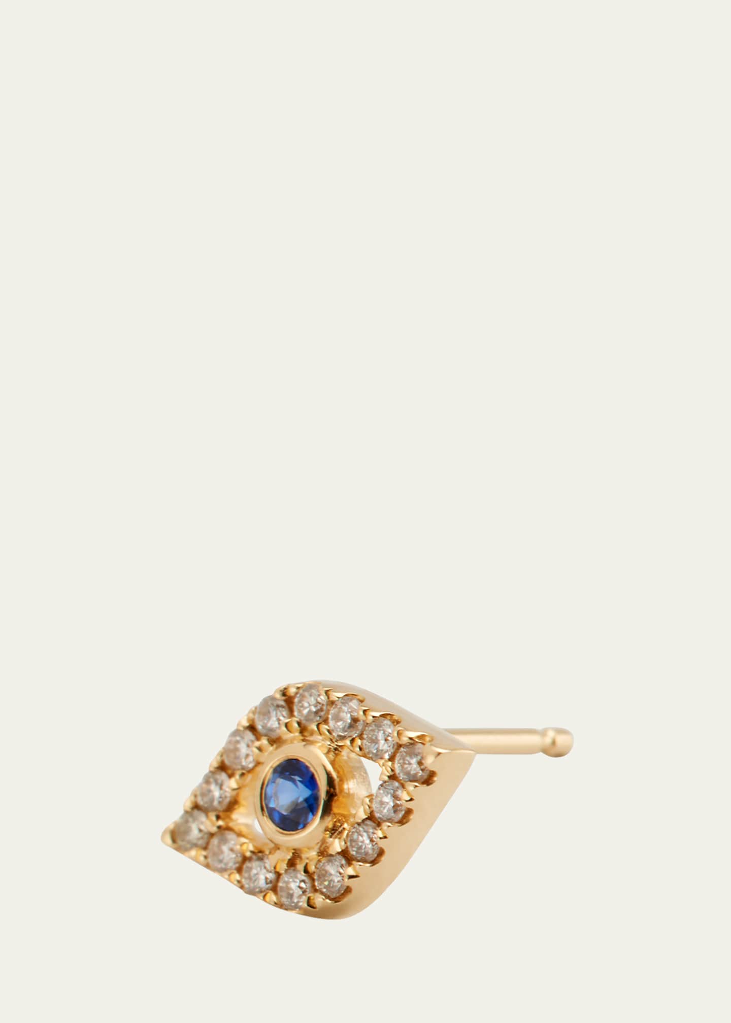Sydney Evan 14K Yellow Gold Large Sapphire Bezel Eye Stud Earring ...