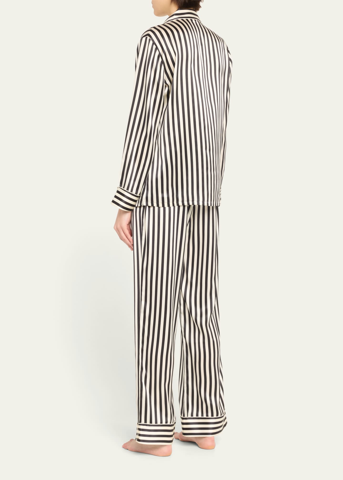 Olivia Von Halle Lila Nika Striped Silk Long Pajama Set Bergdorf Goodman