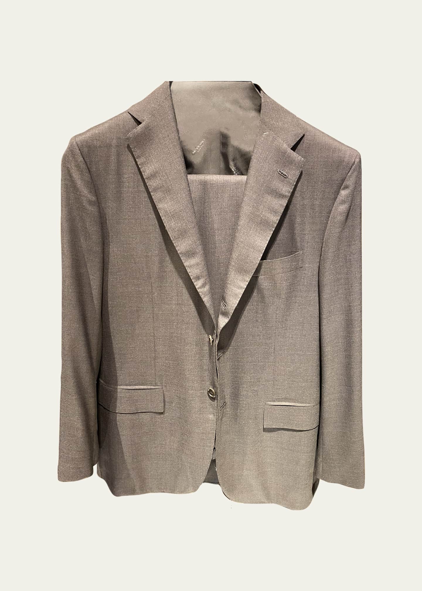 Kiton Men's Grey Sharkskin 1-Pleat Suit - Bergdorf Goodman