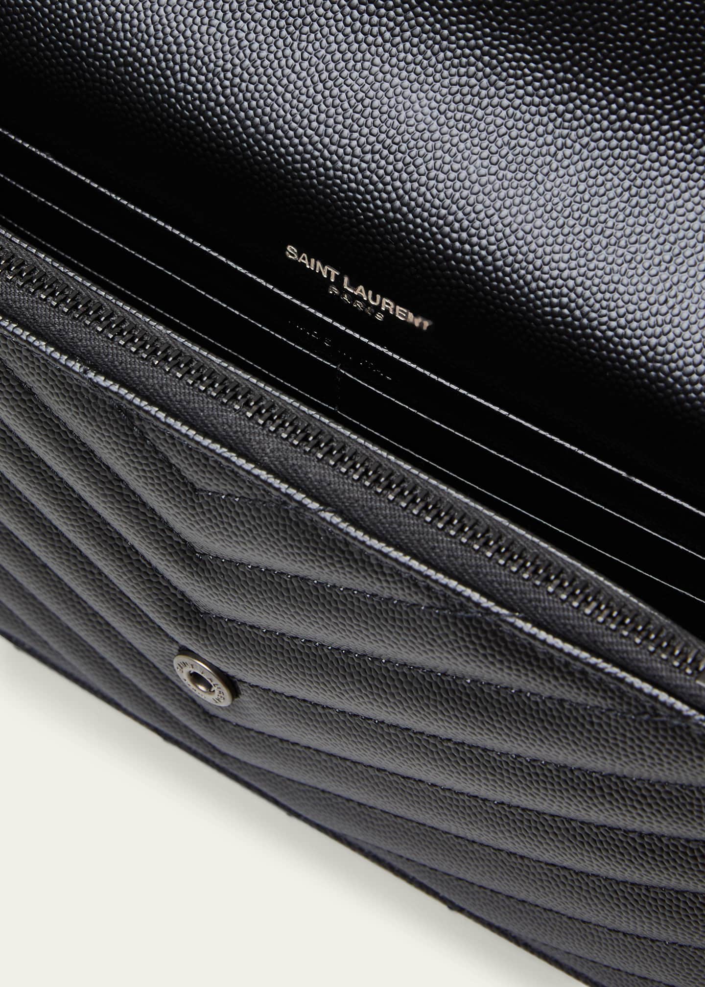 Saint Laurent Monogram YSL Small Matelasse Envelope Chain Wallet ...