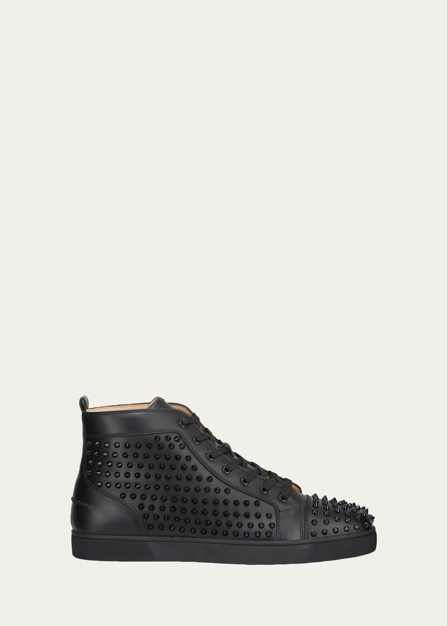 Christian Louboutin Men's Louis Mid-Top Spiked Leather Sneakers ...