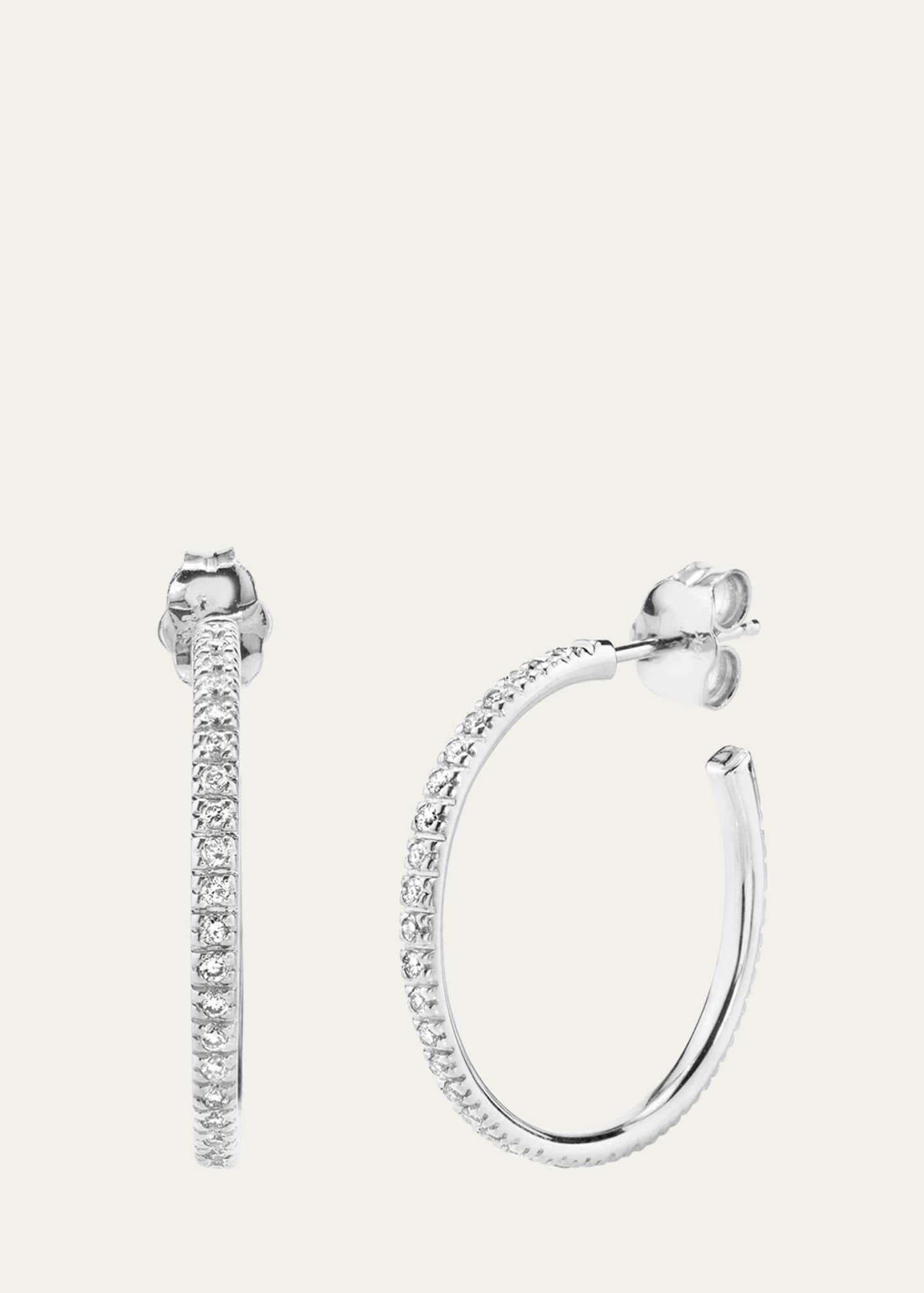 Sydney Evan 14K White Gold Medium Pavé Diamond Hoop Earrings - Bergdorf Goodman
