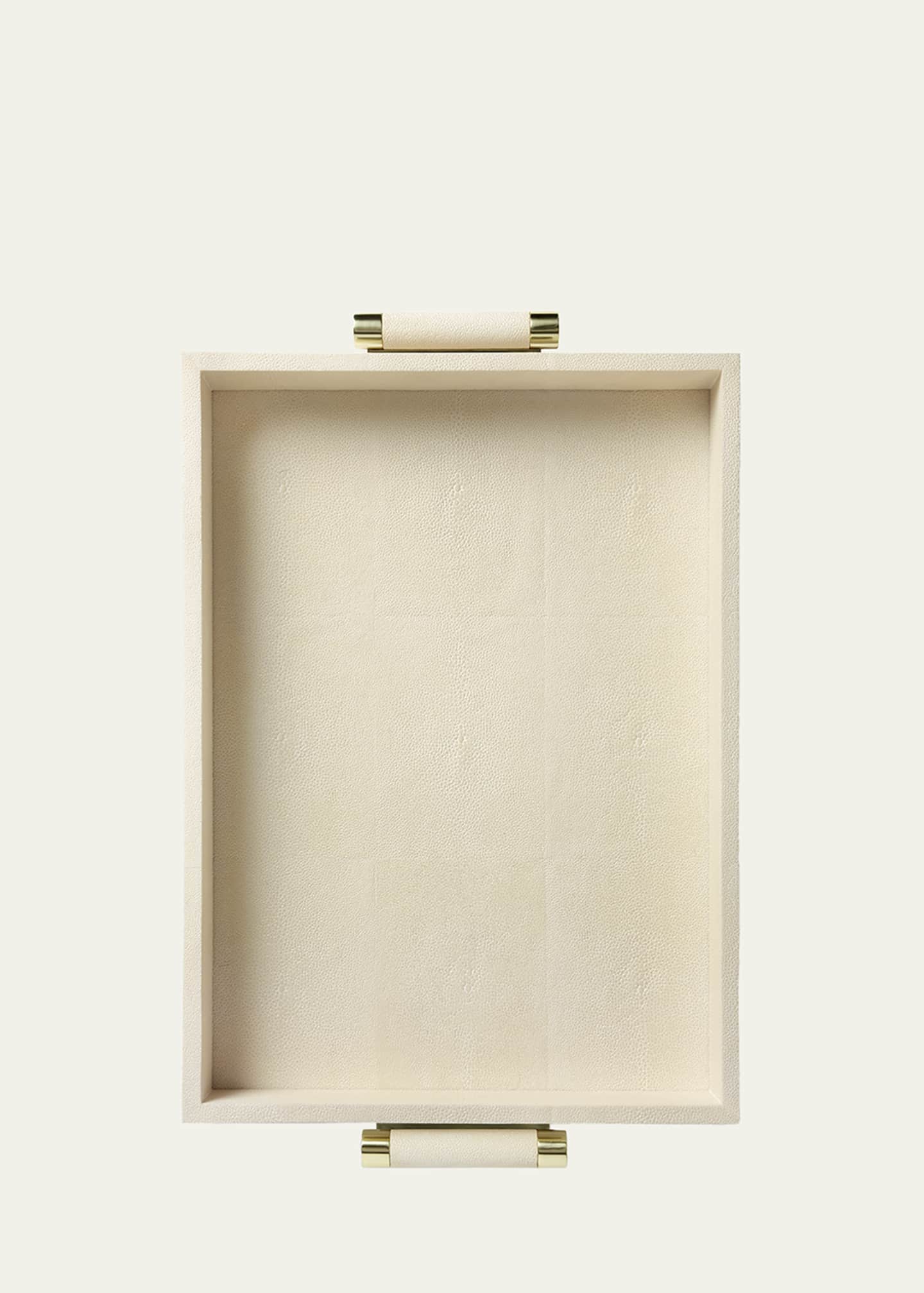 AERIN Cream Faux- Shagreen Rectangular Tray - Bergdorf Goodman