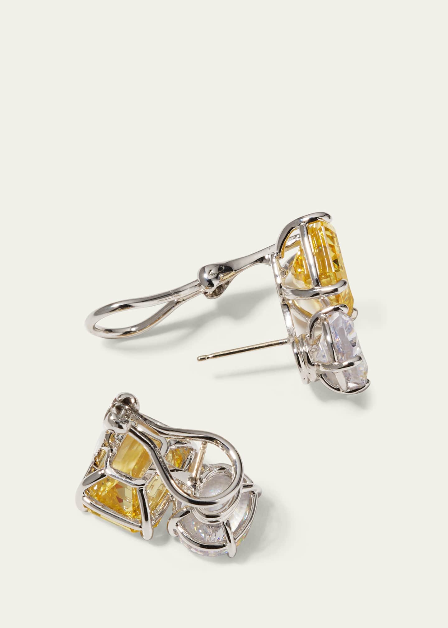 Fantasia by DeSerio 26.0 TCW White Oval & Canary Emerald-Cut Stud ...