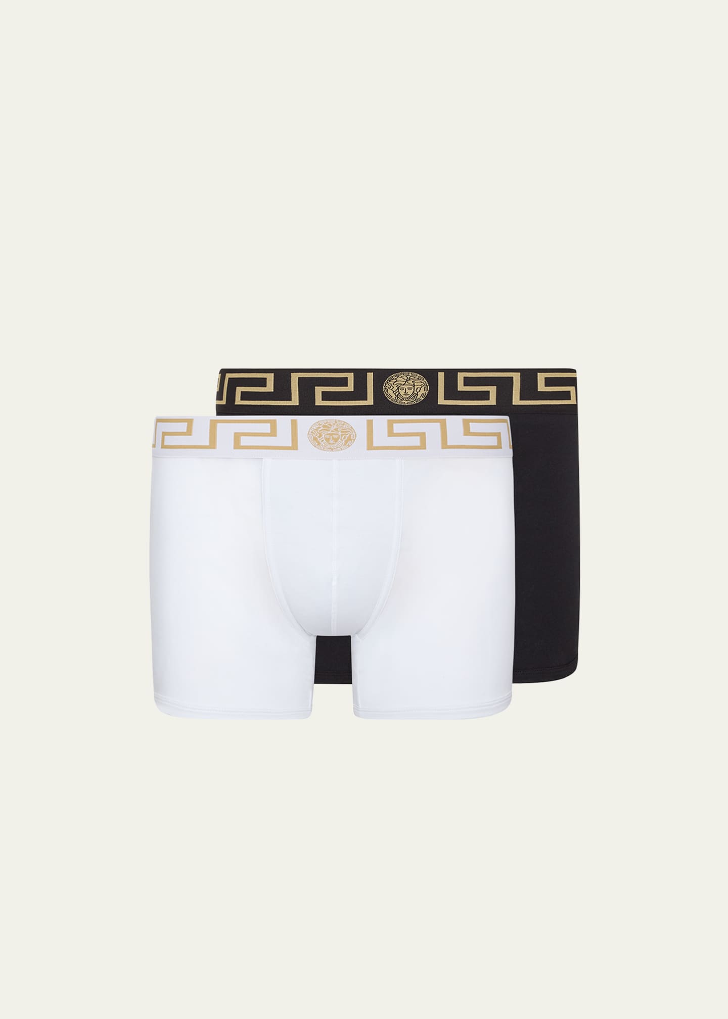 Versace Two-Pack Greca Border Long Boxer Trunks - Bergdorf Goodman