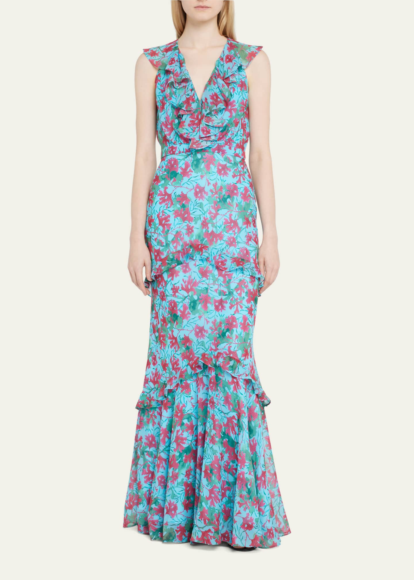 Saloni Rita Tiered Ruffle Cocktail Dress - Bergdorf Goodman