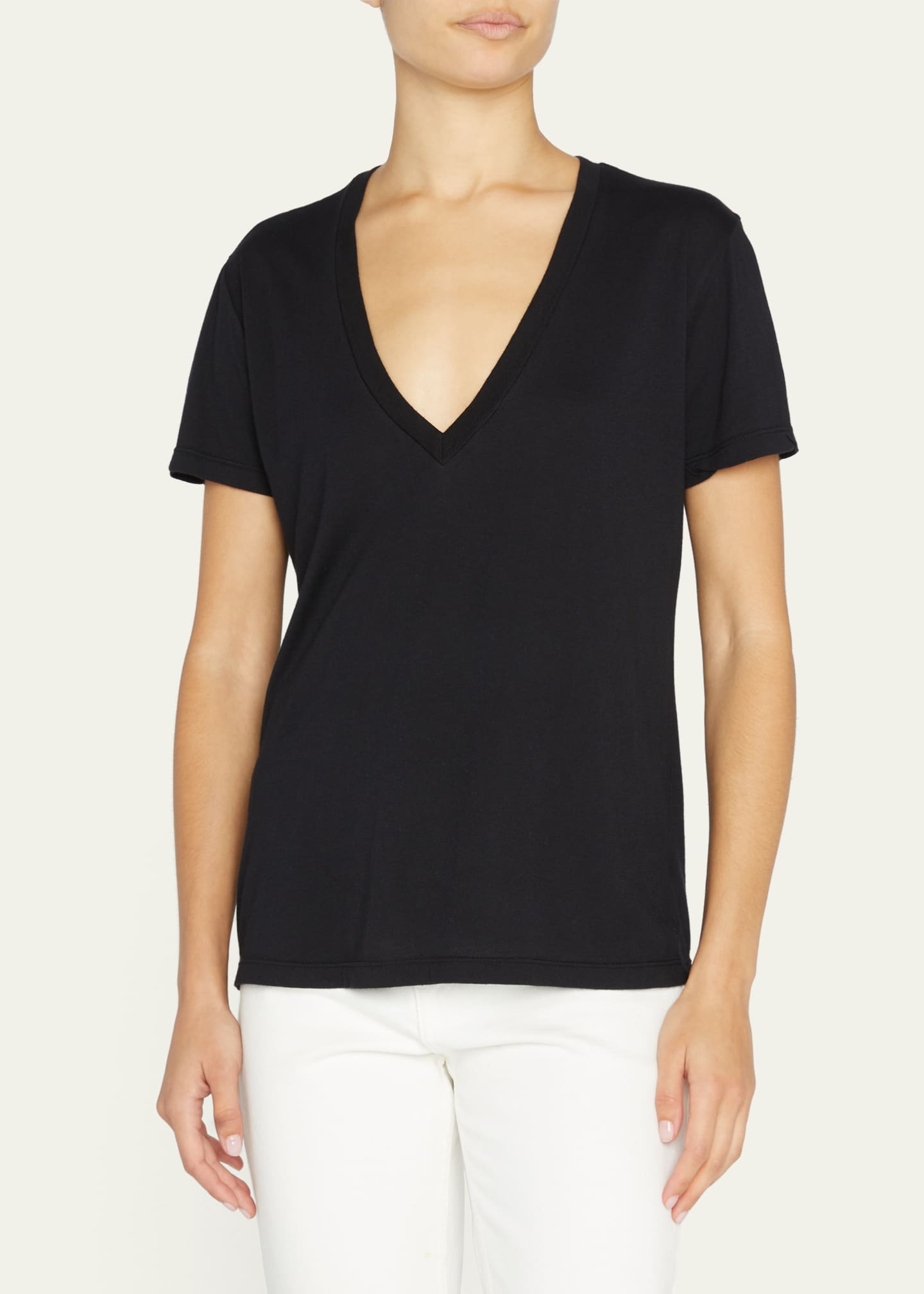 Monrow V-Neck Short-Sleeve Relaxed Tee - Bergdorf Goodman