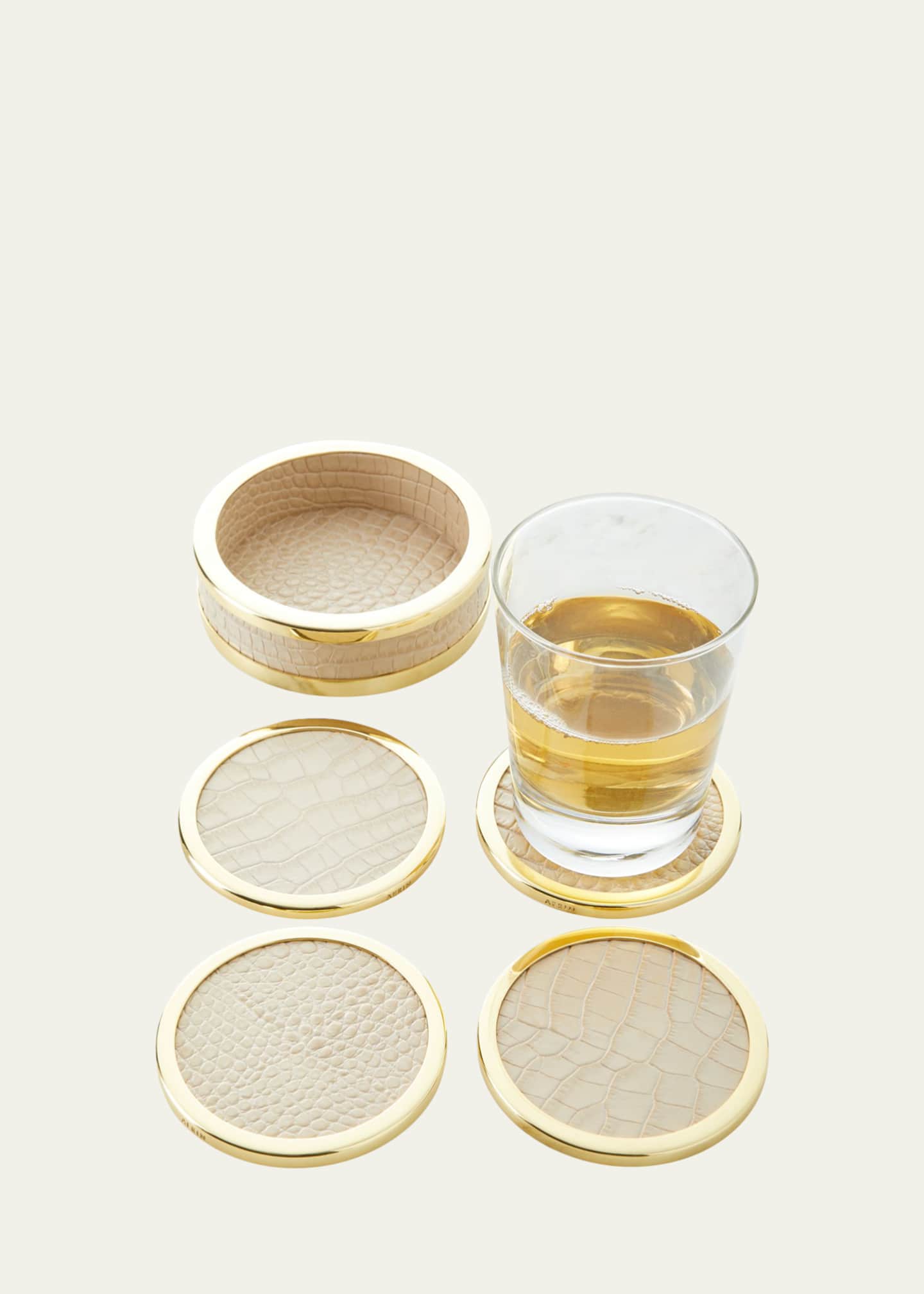 AERIN Colette Croc-Embossed Leather Coasters, Set of 4 - Bergdorf Goodman