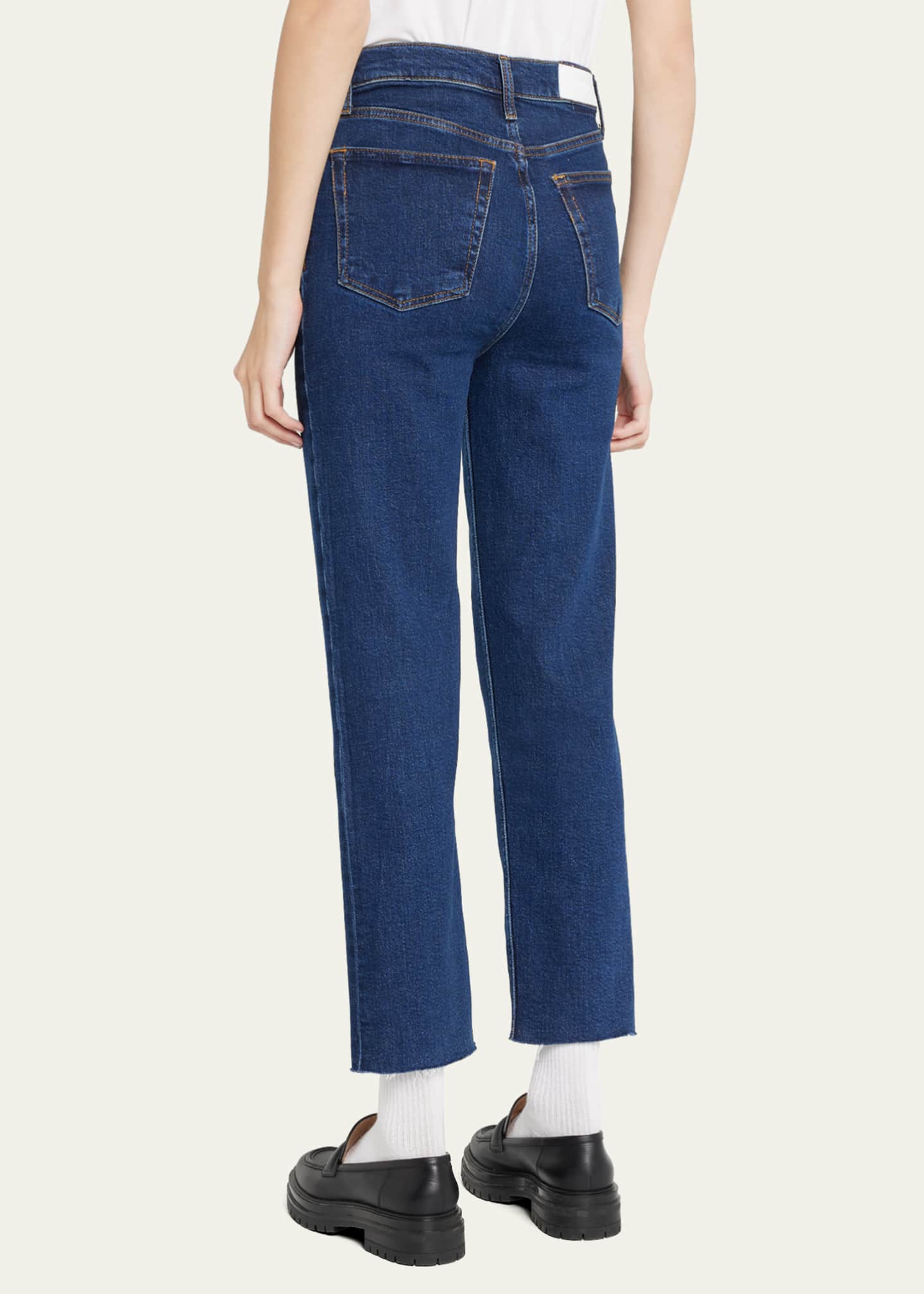 RE/DONE High-Rise Stovepipe Jeans with Raw-Edge Hem - Bergdorf Goodman