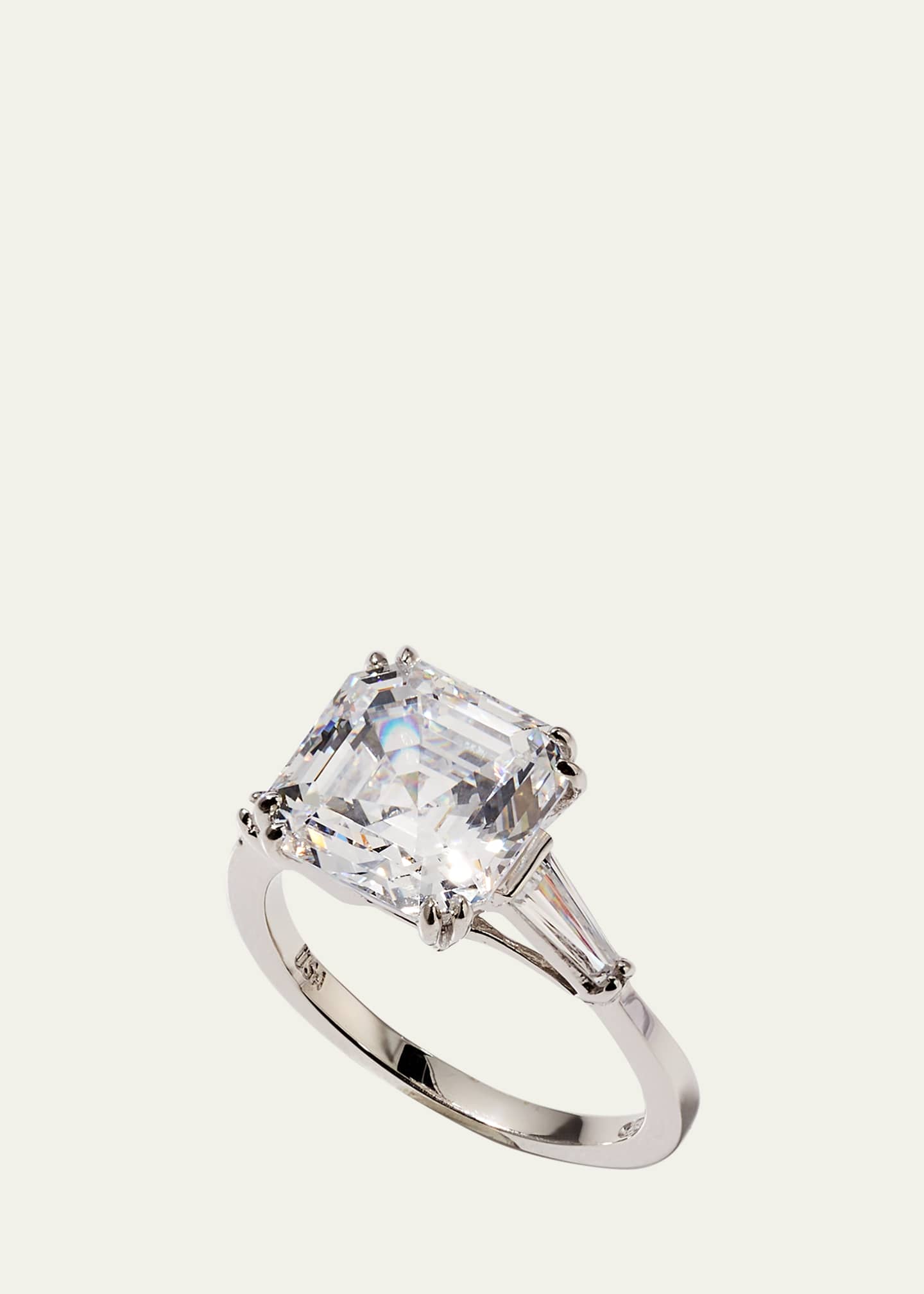 Fantasia by DeSerio 4.5 TCW 14k White Gold Asscher Cubic Zirconia Ring ...