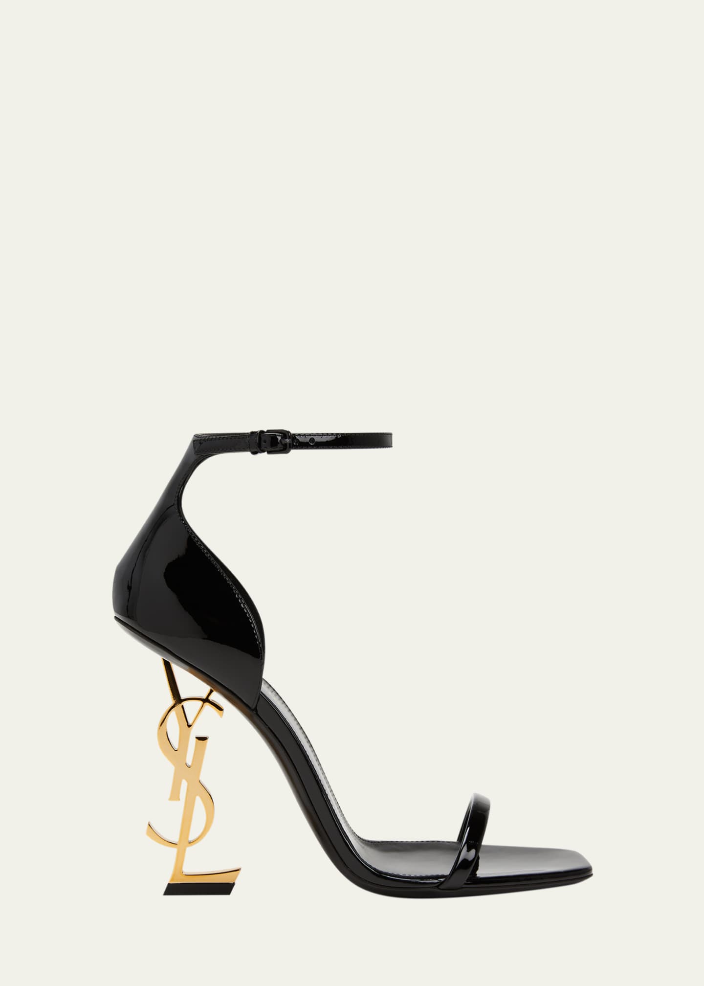 Saint Laurent 110mm Opyum YSL Patent Leather Sandals with Golden ...