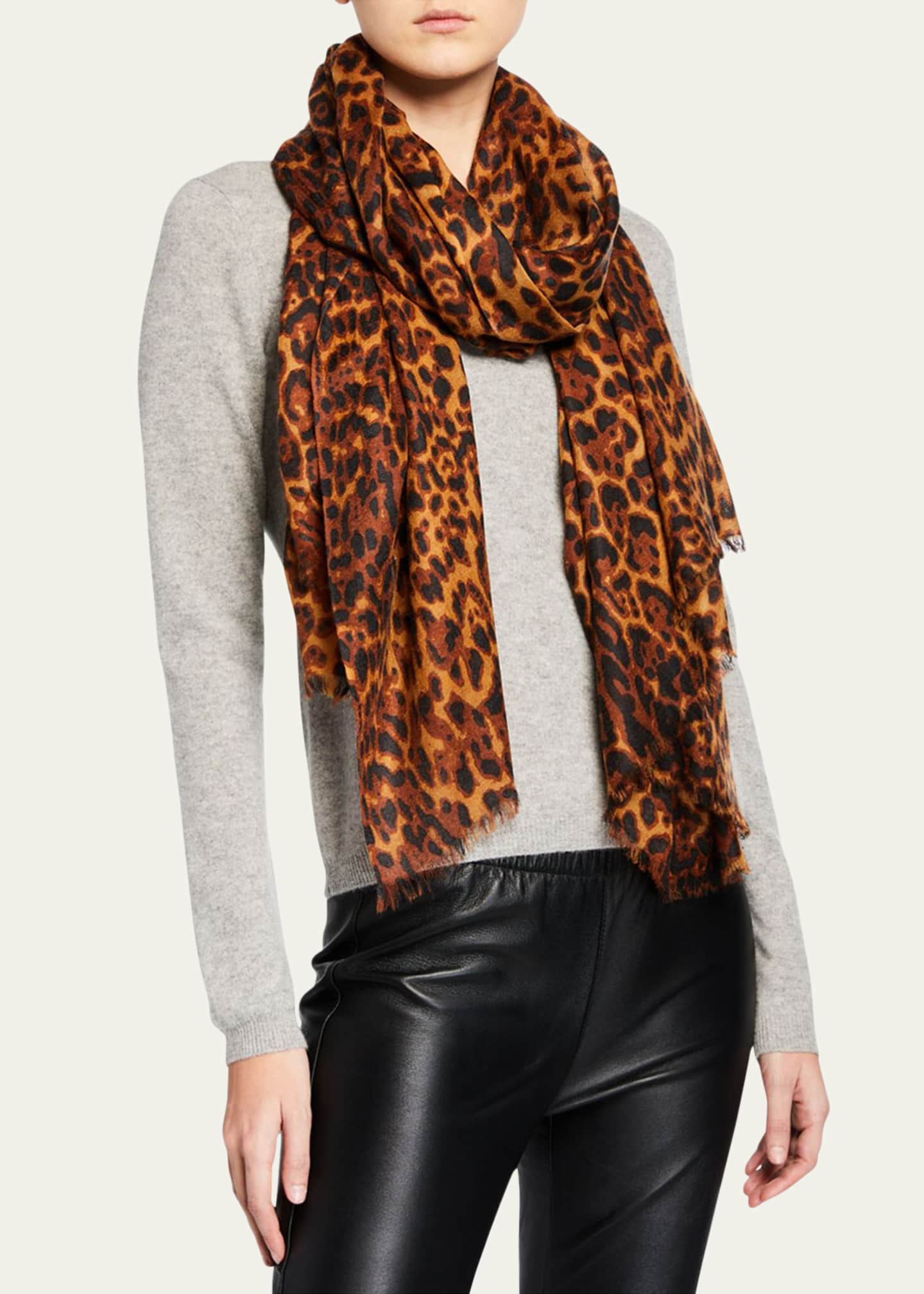Sofia Cashmere Lightweight Cashmere Leopard-Print Scarf - Bergdorf Goodman