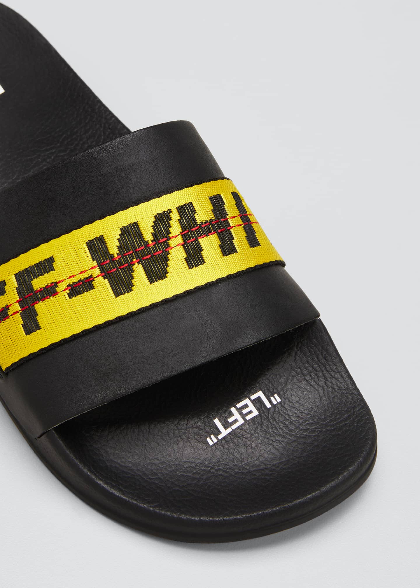Off-White Men's Industrial Leather Slide Sandals - Bergdorf Goodman