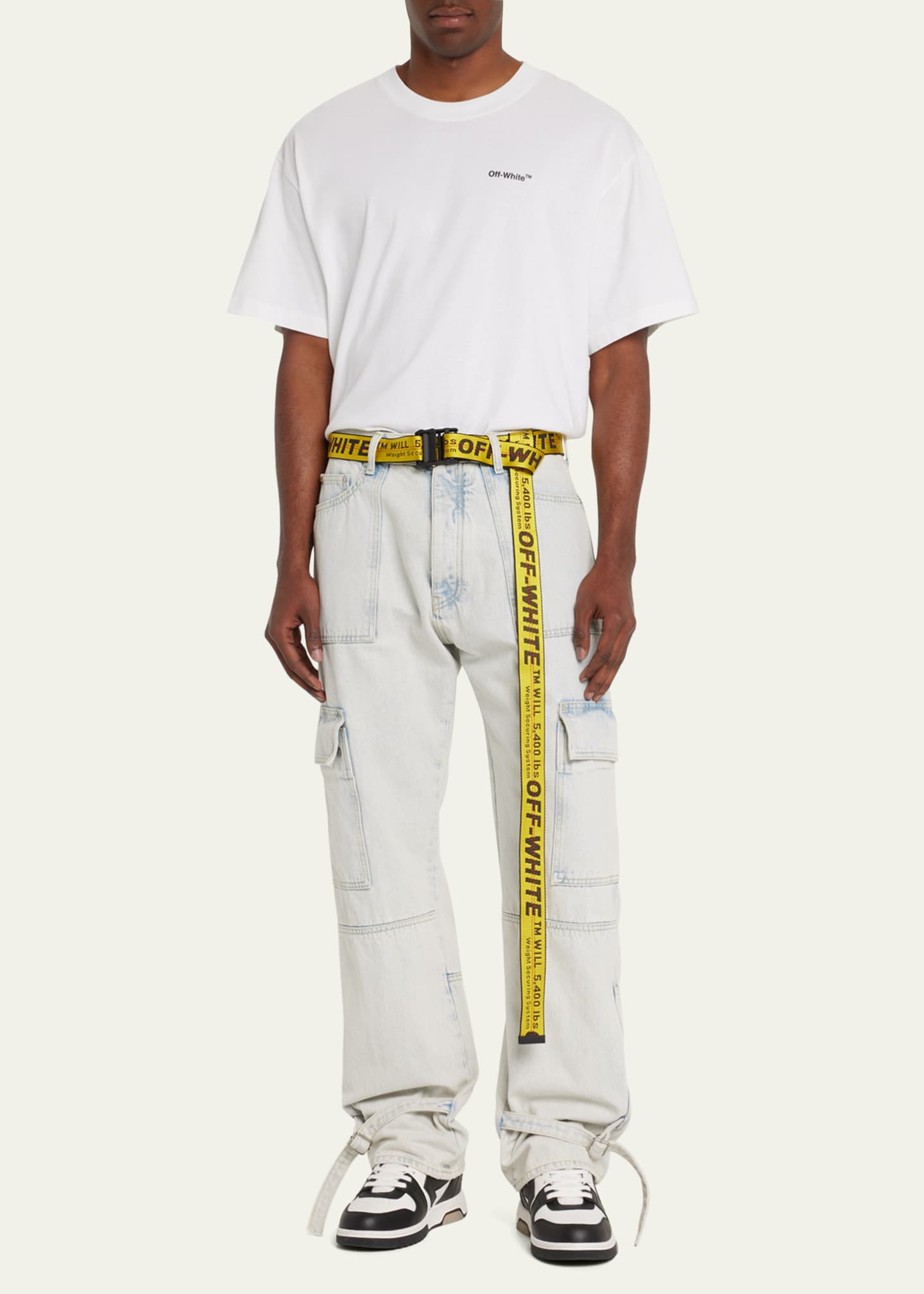 Off-White Men's Industrial Web Logo Belt, Yellow - Bergdorf Goodman