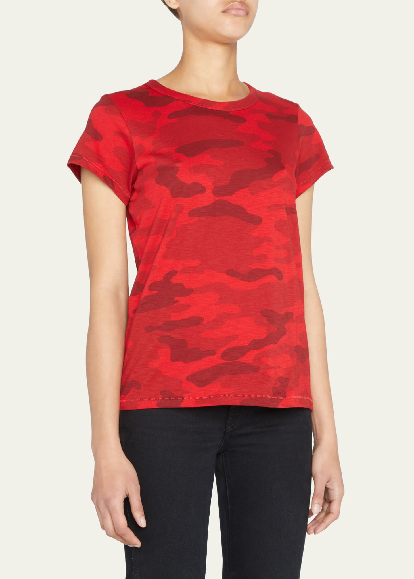 Rag & Bone Camo-Print Cap-Sleeve Cotton Tee - Bergdorf Goodman