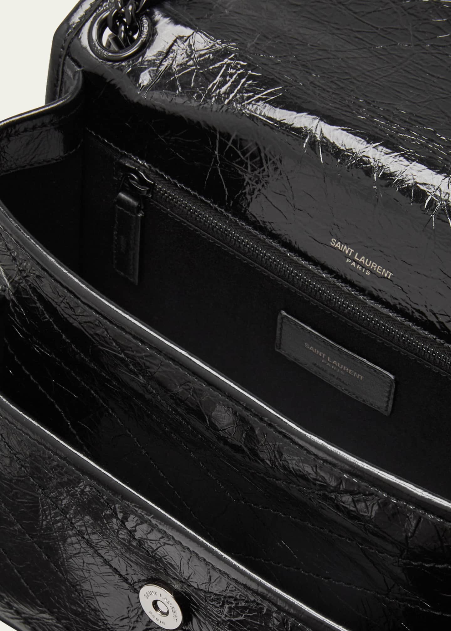 Saint Laurent Niki Medium Flap YSL Shoulder Bag in Crinkled Leather ...