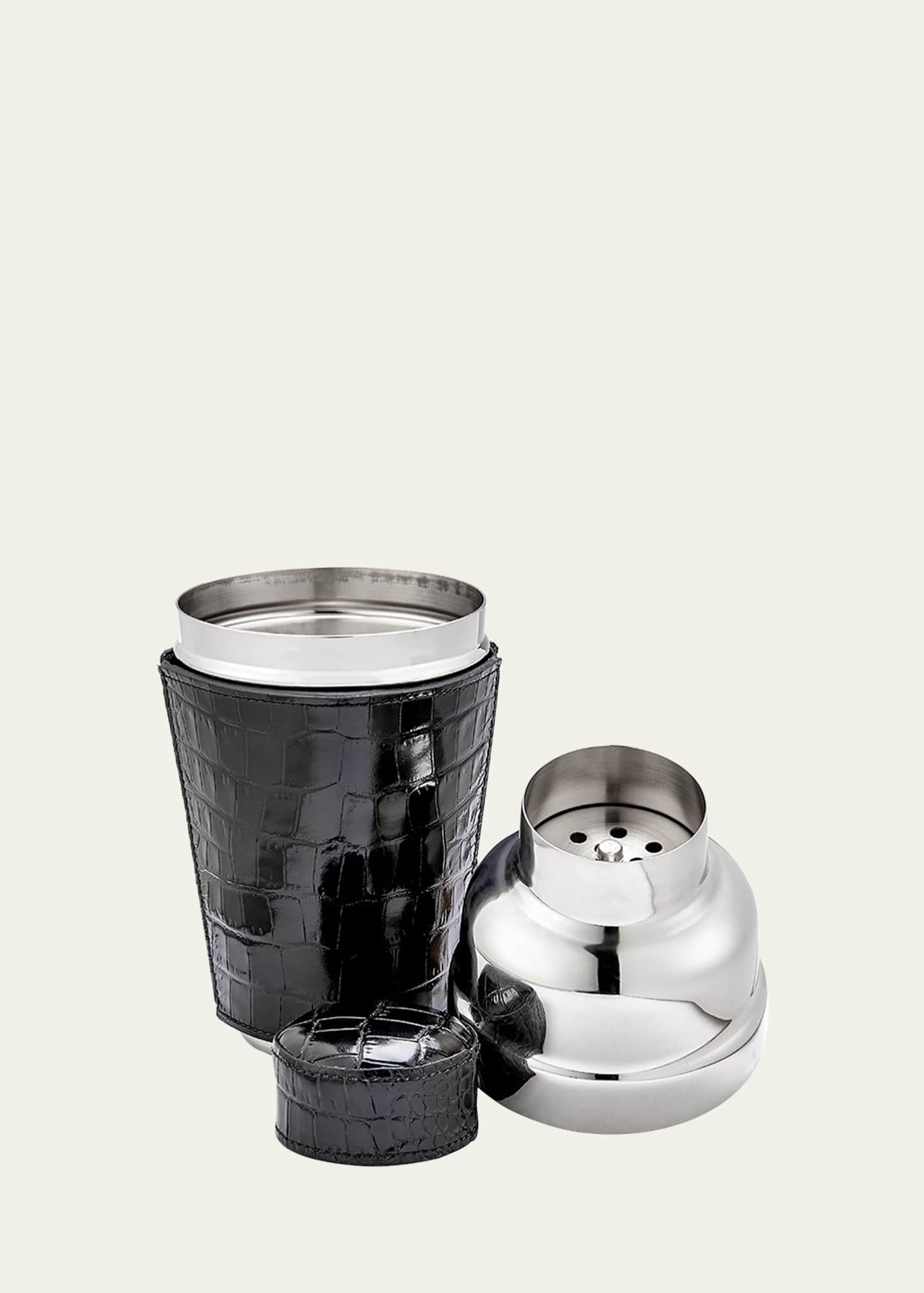 Graphic Image Croc-Embossed Leather & Stainless Steel Cocktail Shaker ...