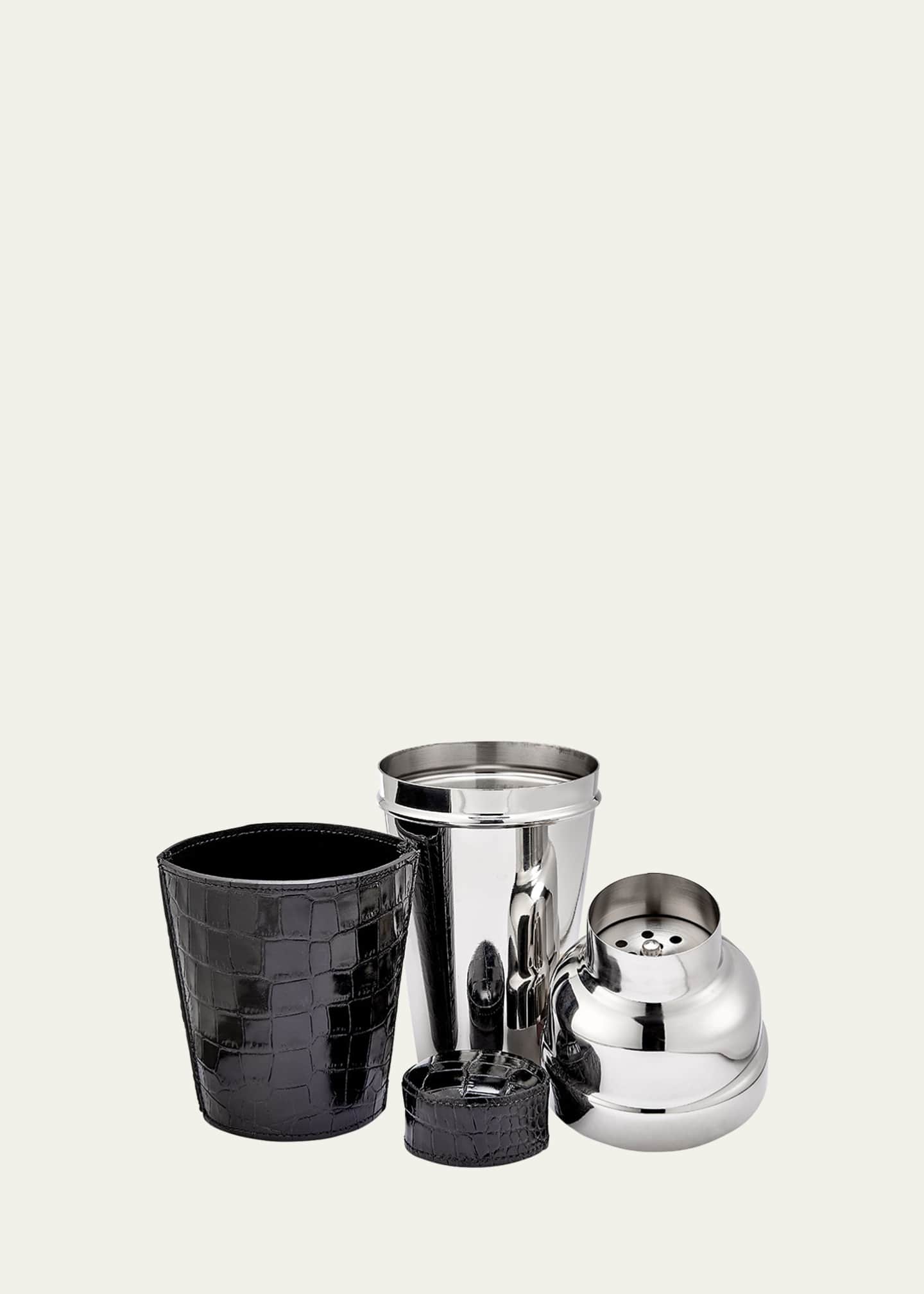 Graphic Image Croc-Embossed Leather & Stainless Steel Cocktail Shaker ...
