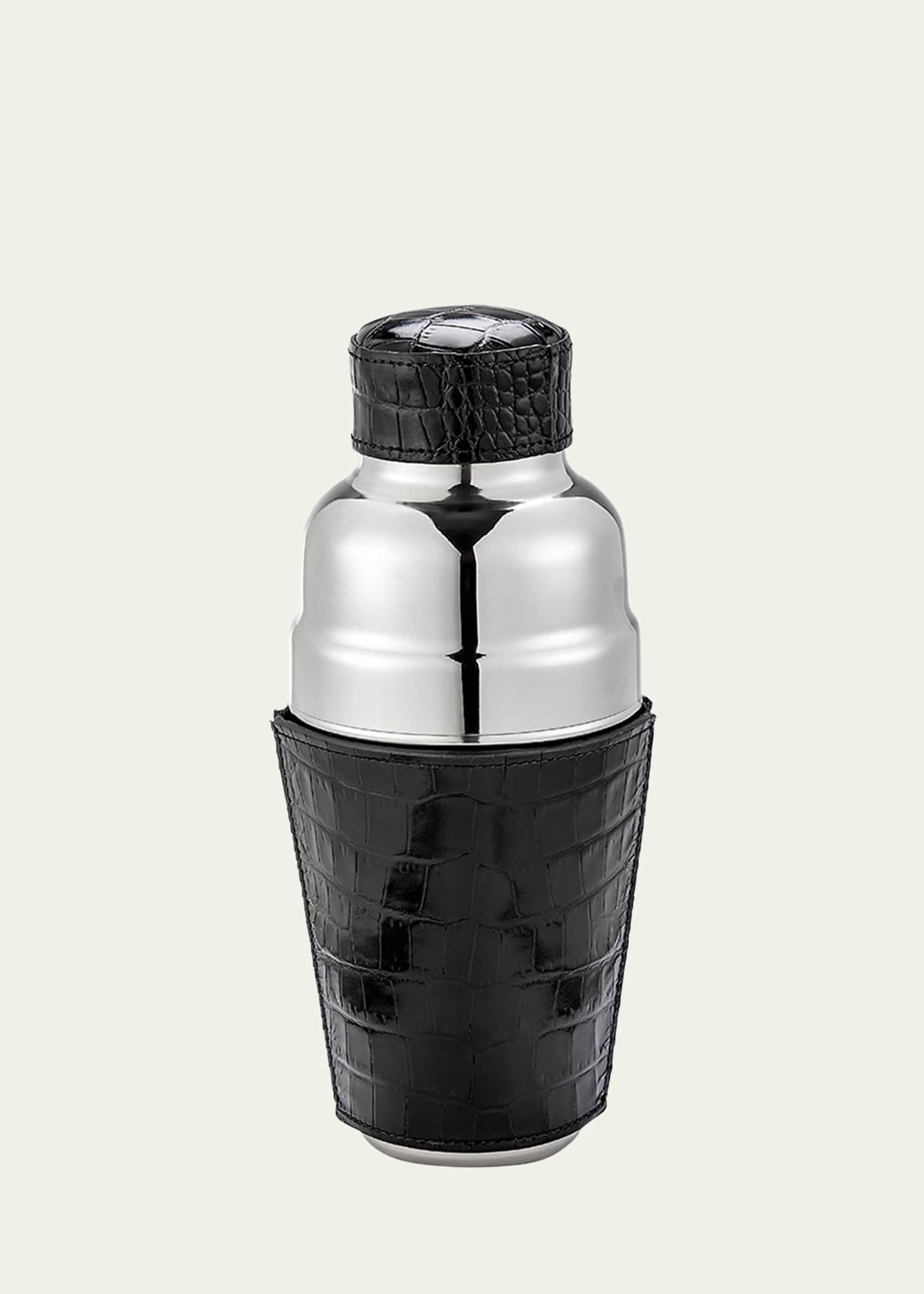 Graphic Image Croc-Embossed Leather & Stainless Steel Cocktail Shaker ...
