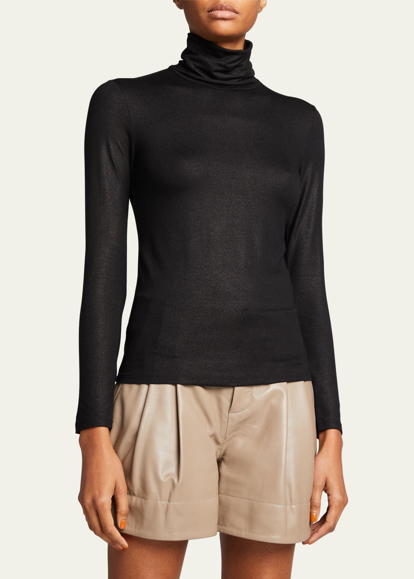 Majestic Filatures Metallic Long-Sleeve Turtleneck Top - Bergdorf Goodman