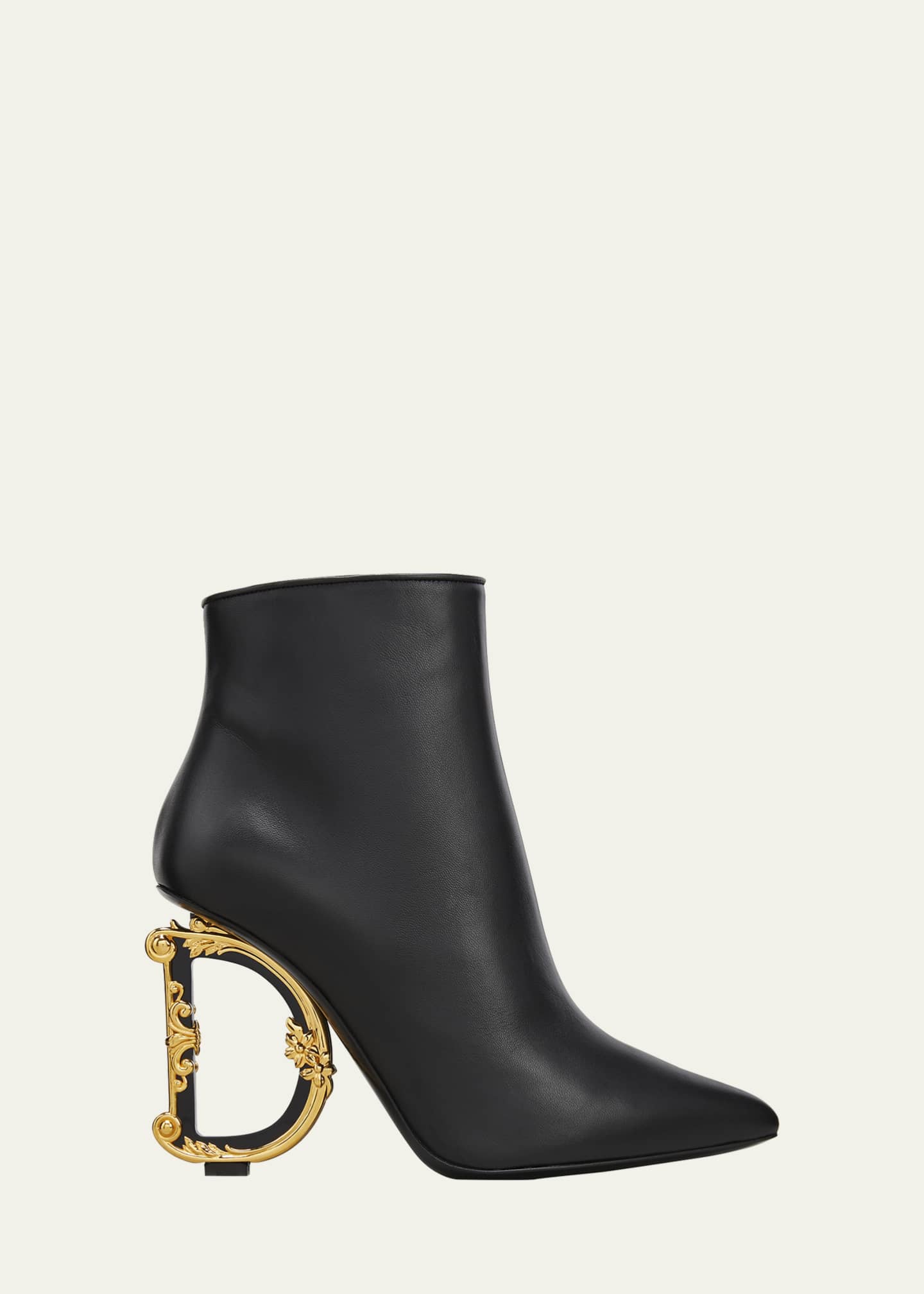 Dolce&Gabbana DG Logo Heel Leather Booties - Bergdorf Goodman