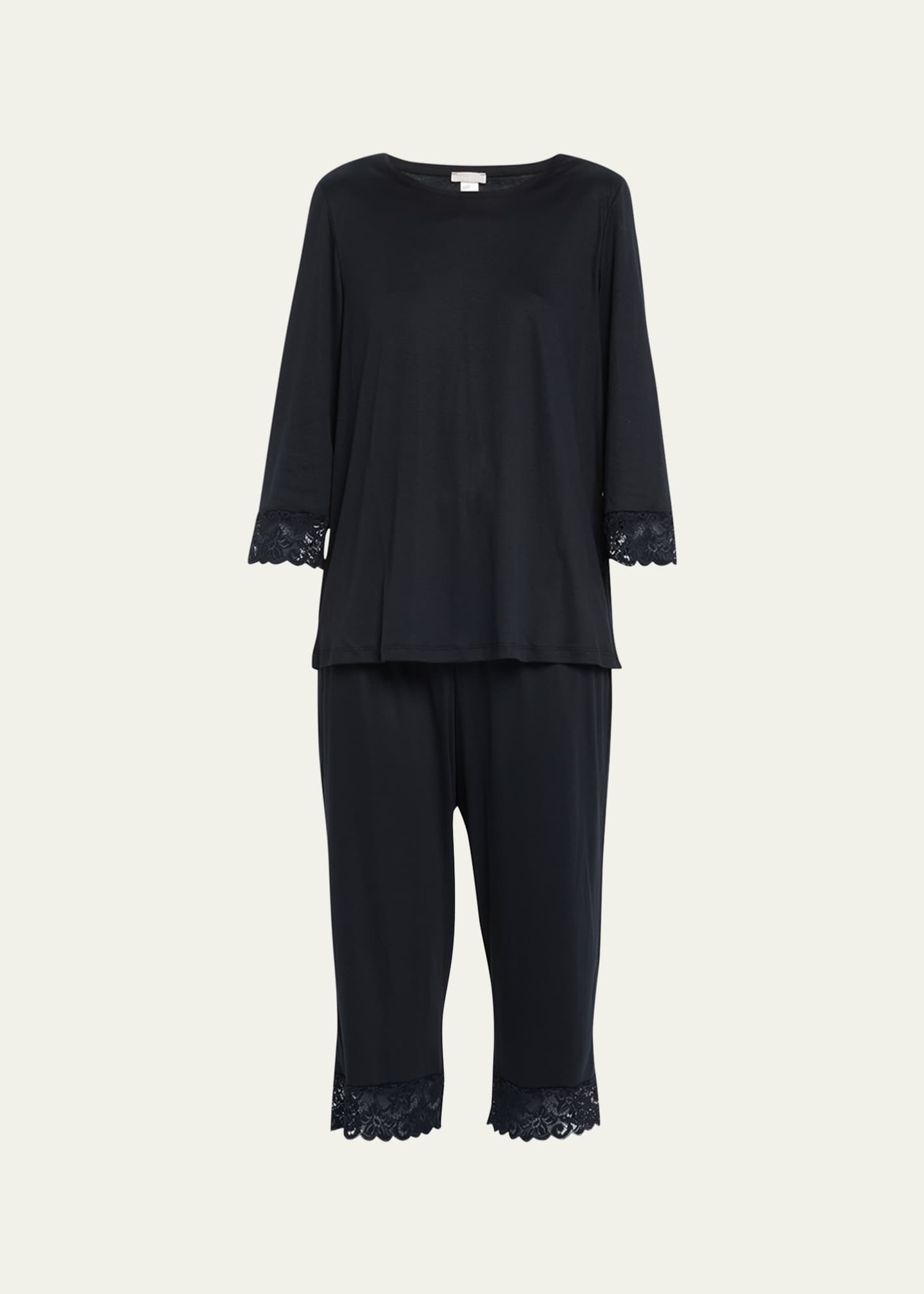 Hanro Moments Lace-Trim Cropped Pajama Set - Bergdorf Goodman