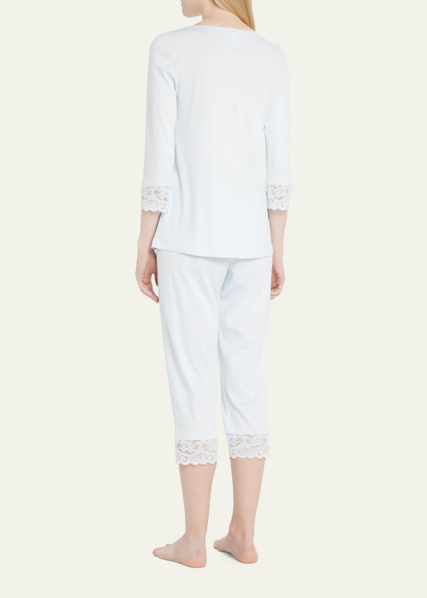 Hanro Moments Lace-Trim Cropped Pajama Set - Bergdorf Goodman