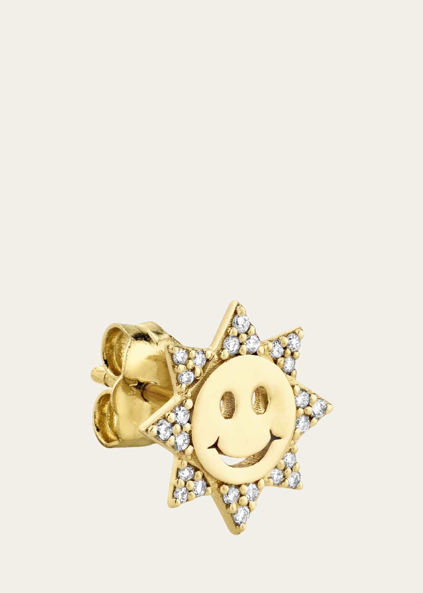 Sydney Evan 14k Diamond Happy Face Single Sun Stud Earring - Bergdorf ...