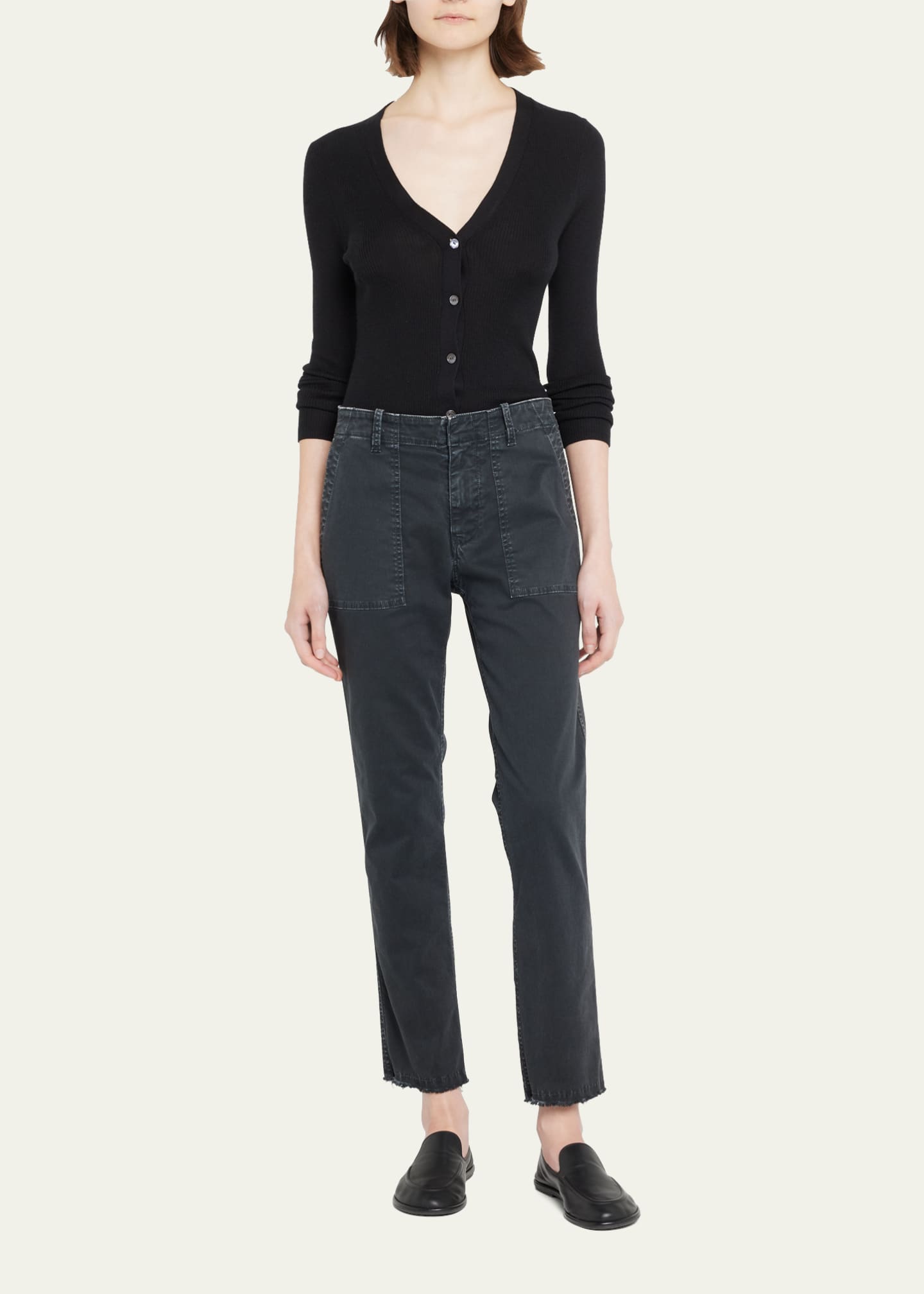 Nili Lotan Jenna Cropped Raw-Edge Pants - Bergdorf Goodman