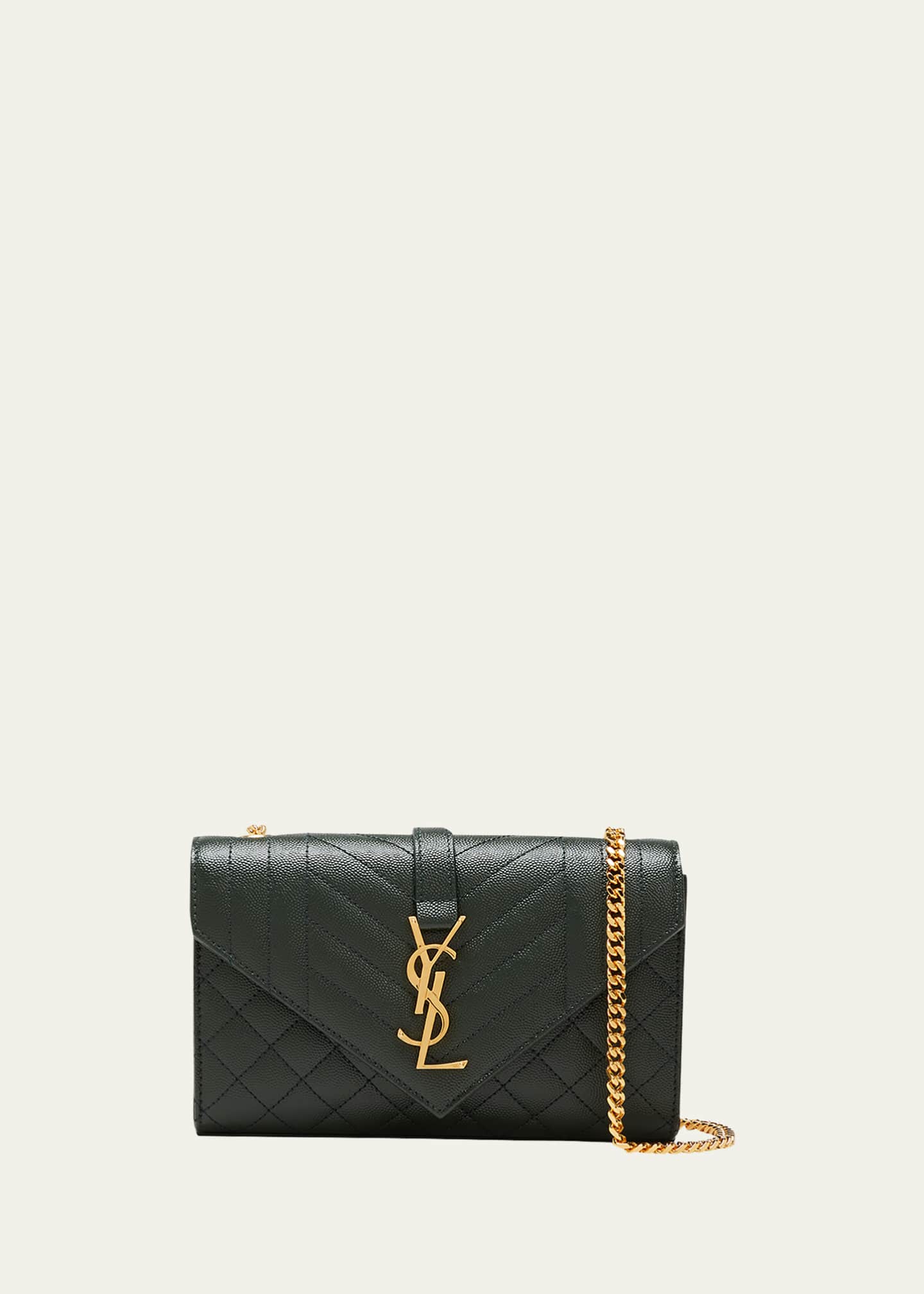 Saint Laurent Envelope Triquilt Small YSL Shoulder Bag in Grained ...