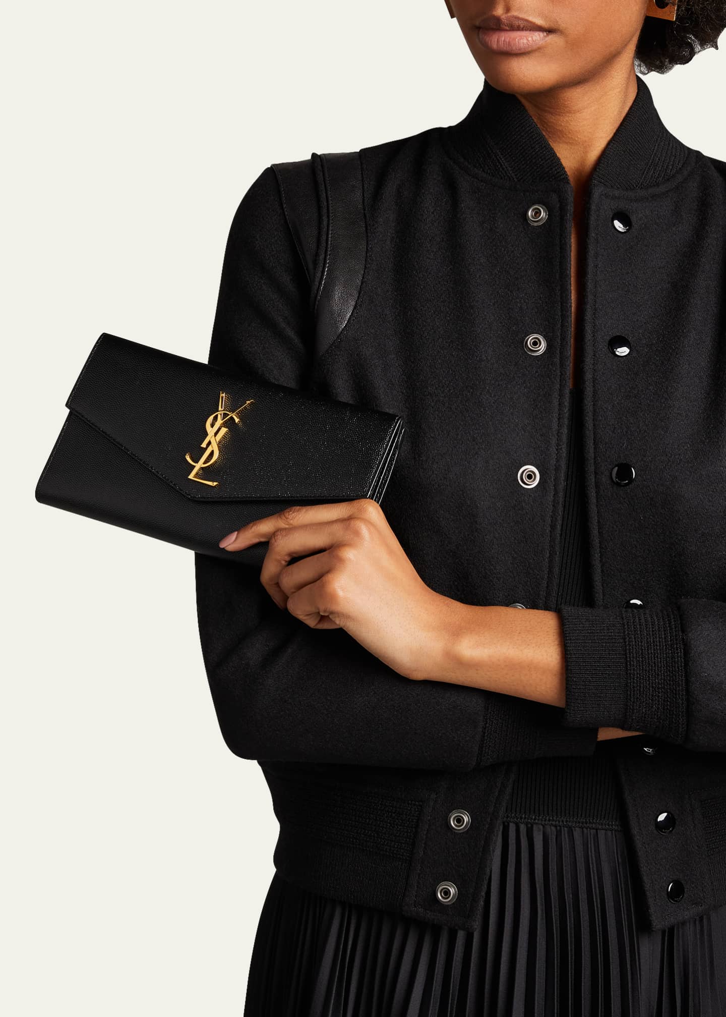 Saint Laurent YSL Monogram Small Envelope Flap Wallet with Zip Pocket ...