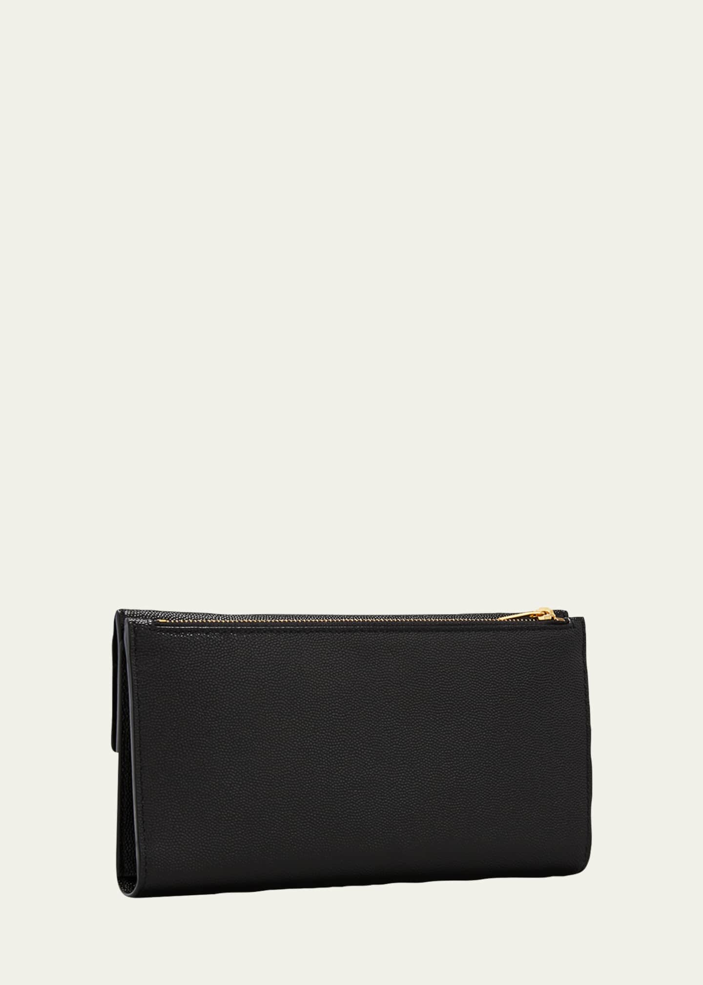 Saint Laurent YSL Monogram Small Envelope Flap Wallet with Zip Pocket ...