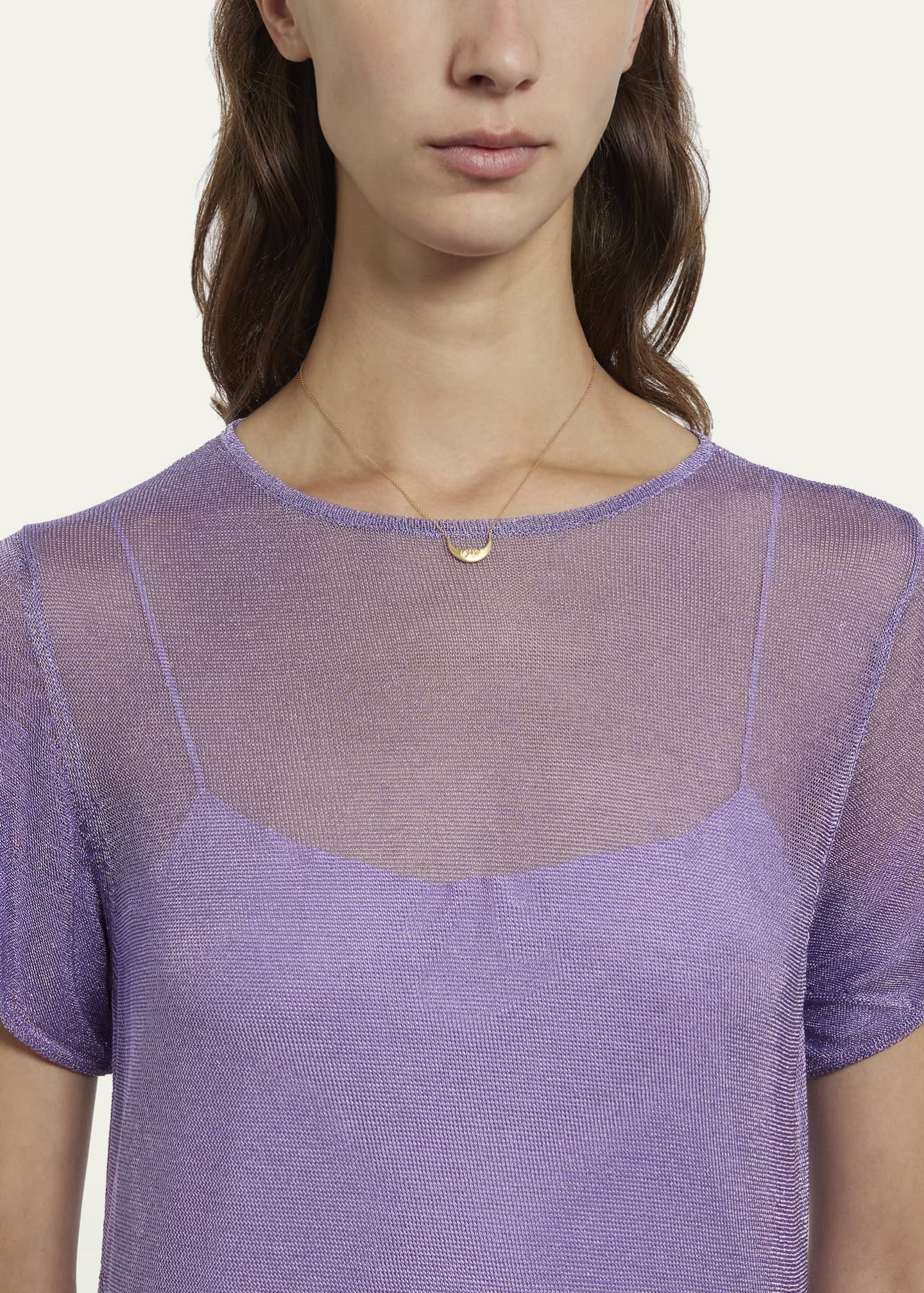 Anthony Lent 18K Yellow Gold Crescent Moonface Necklace with Diamond ...