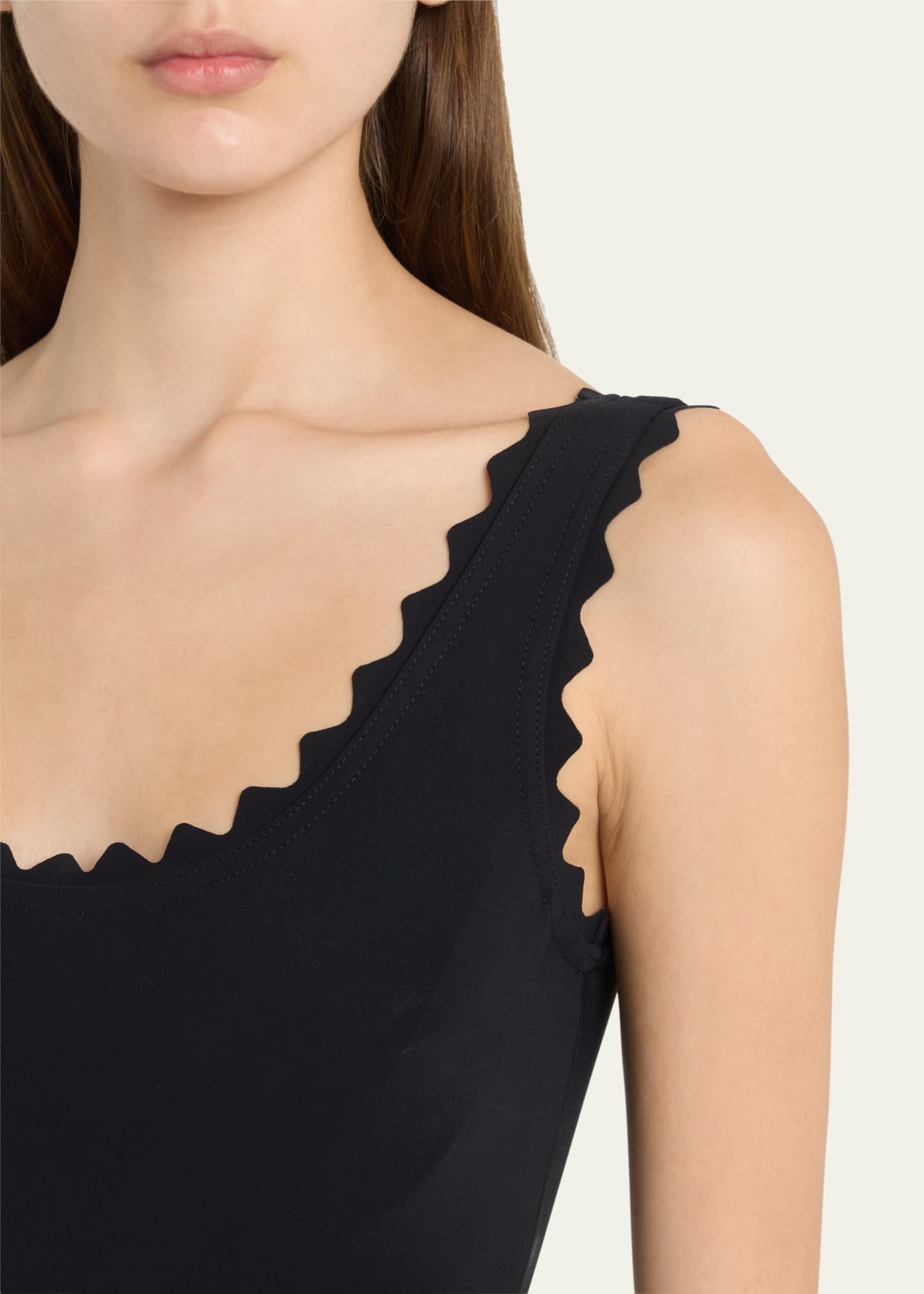 Karla Colletto Ines Round-Neck Silent Underwire Tank Swimsuit with High ...