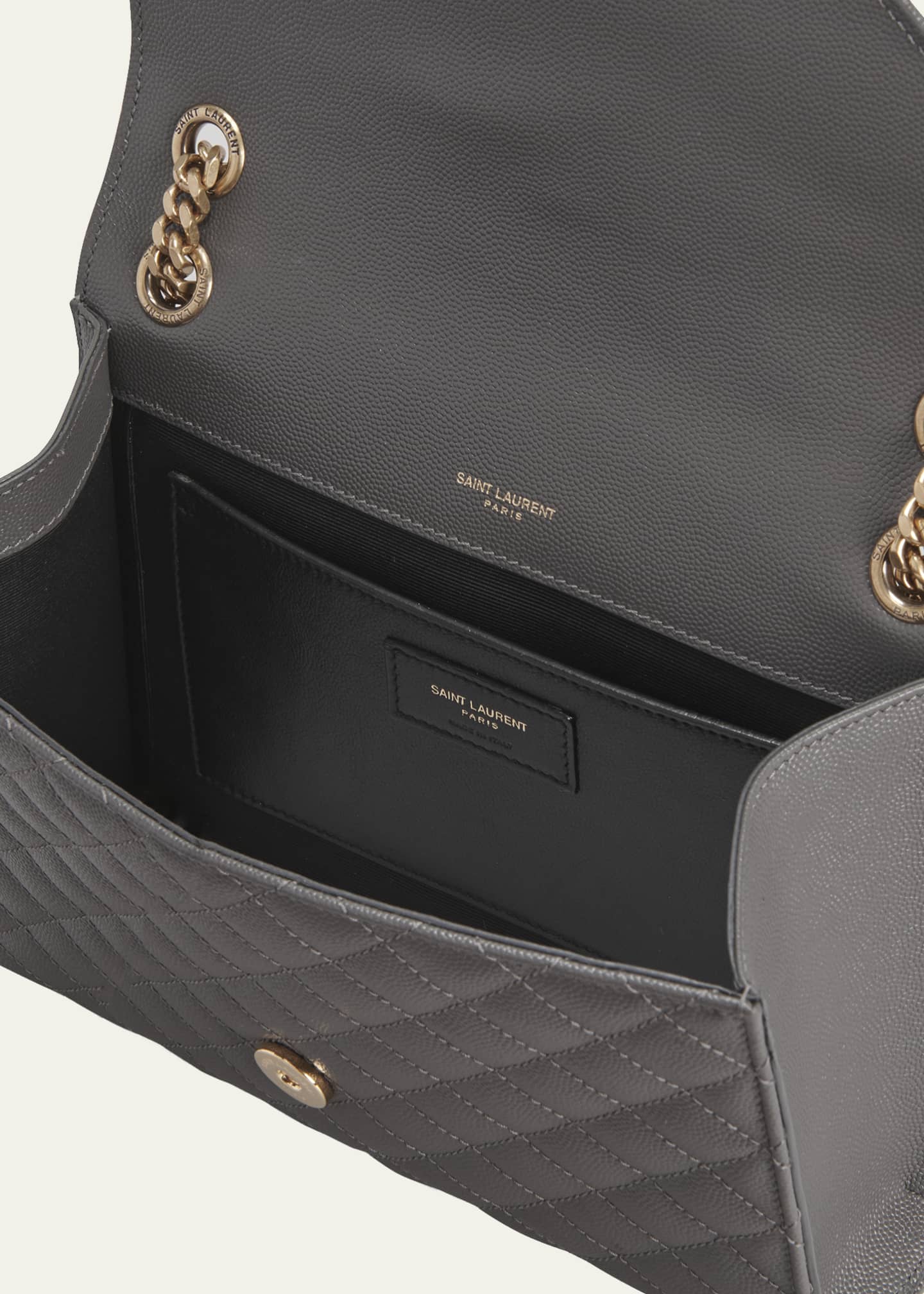 Saint Laurent Envelope Triquilt Medium YSL Shoulder Bag in Grained ...