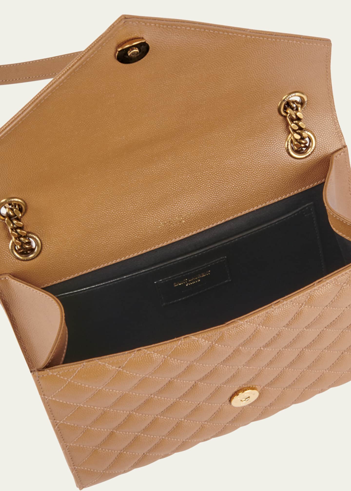 Saint Laurent Envelope Triquilt Large YSL Shoulder Bag in Grained ...