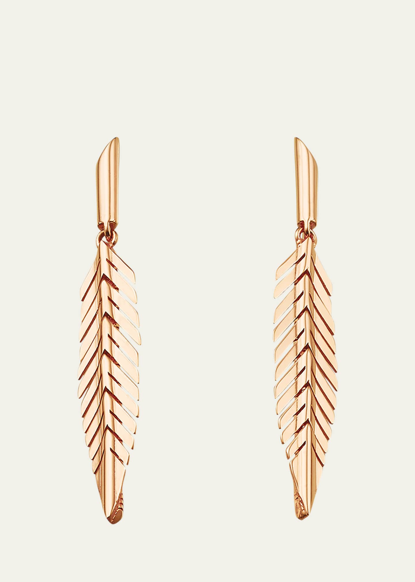 CADAR 18K Rose Gold Feather Drop Earrings- Small - Bergdorf Goodman