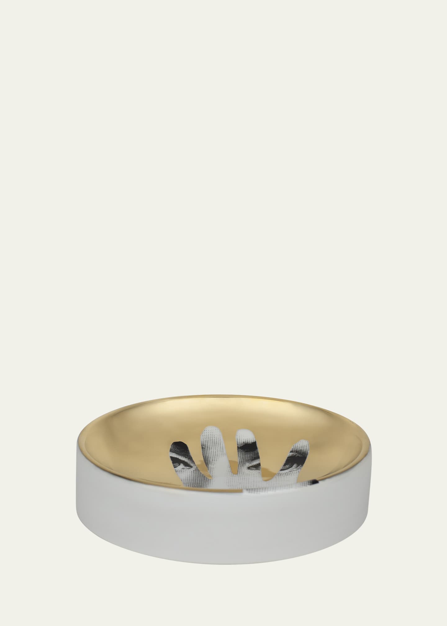 Fornasetti Round Ashtray Tema e Variazioni n16 Gold Hand Over Face ...