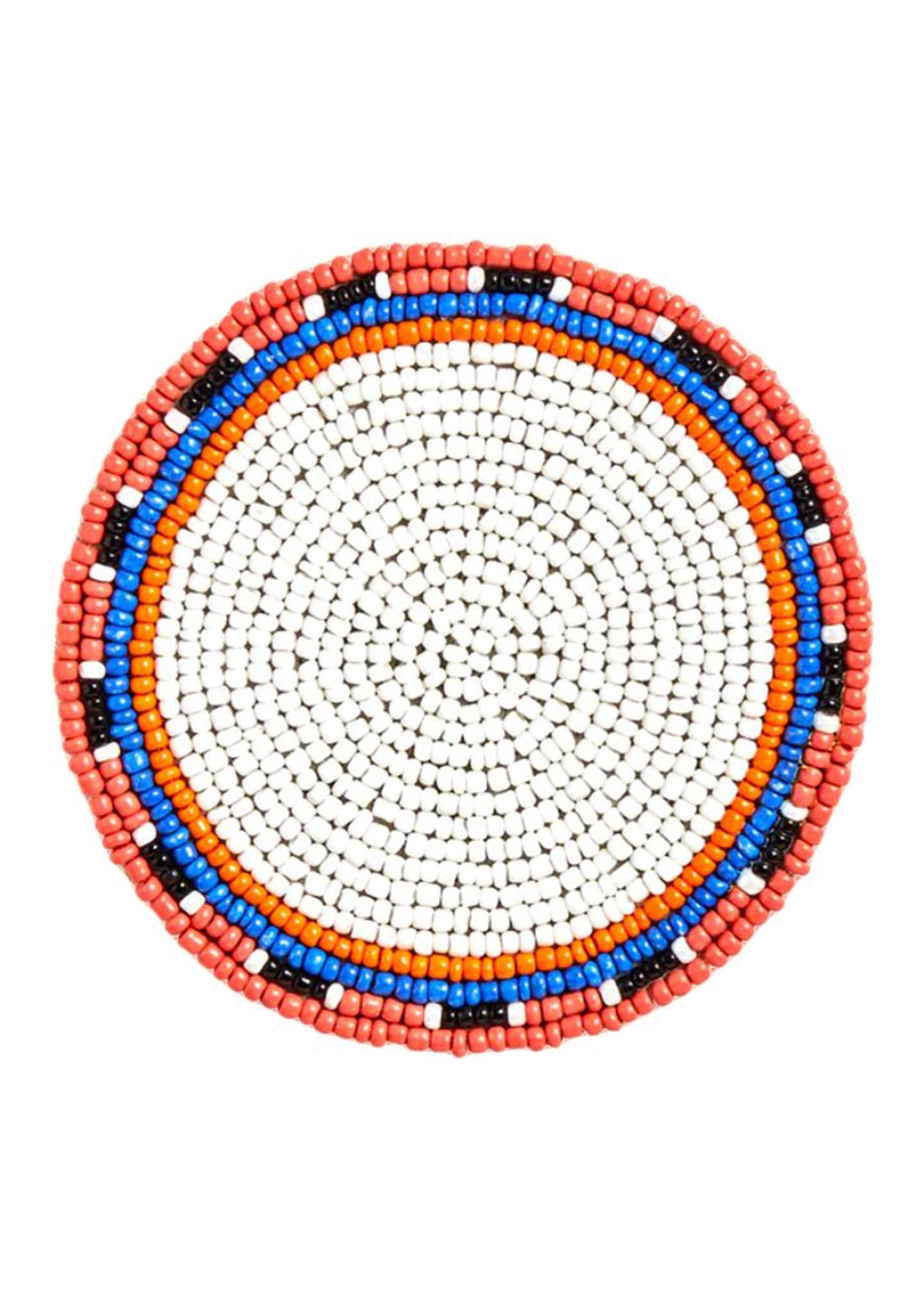 Von Gern Home White Multi Beaded Round Coaster S4 - Bergdorf Goodman