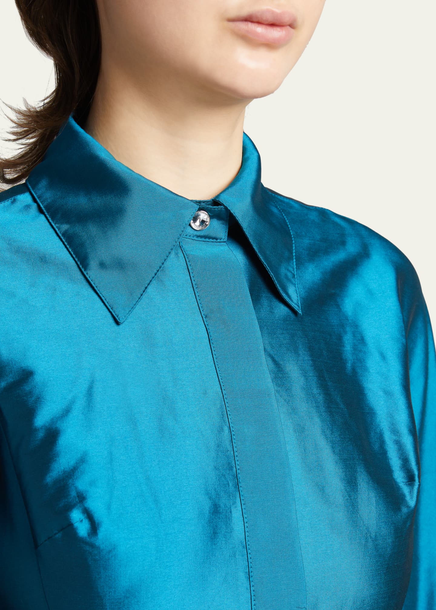 Rickie Freeman for Teri Jon Taffeta Shirt Dress w/ Eyelet Skirt ...