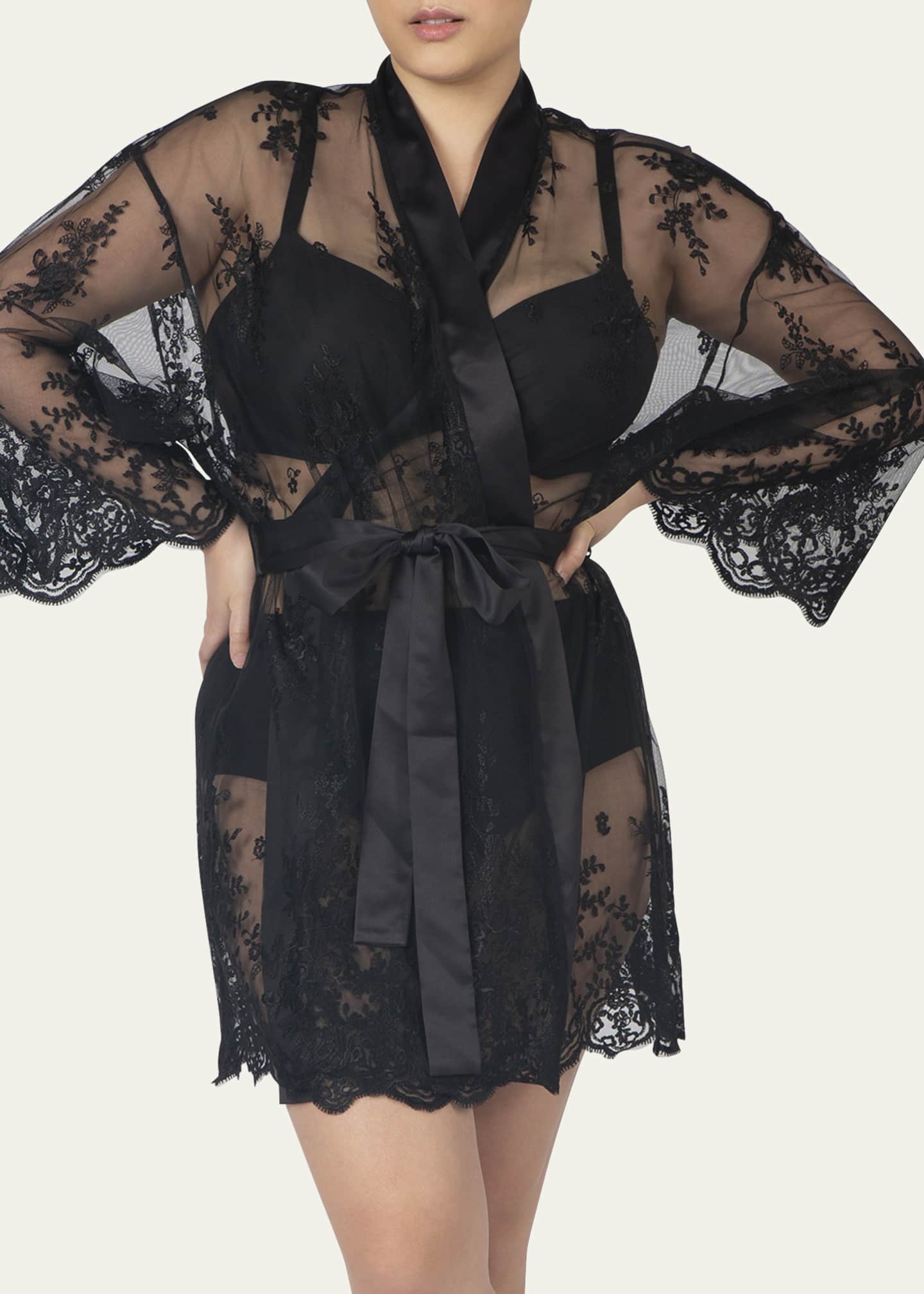 Rya Collection Plus Size Short Embroidered Lace Sheer Robe - Bergdorf ...