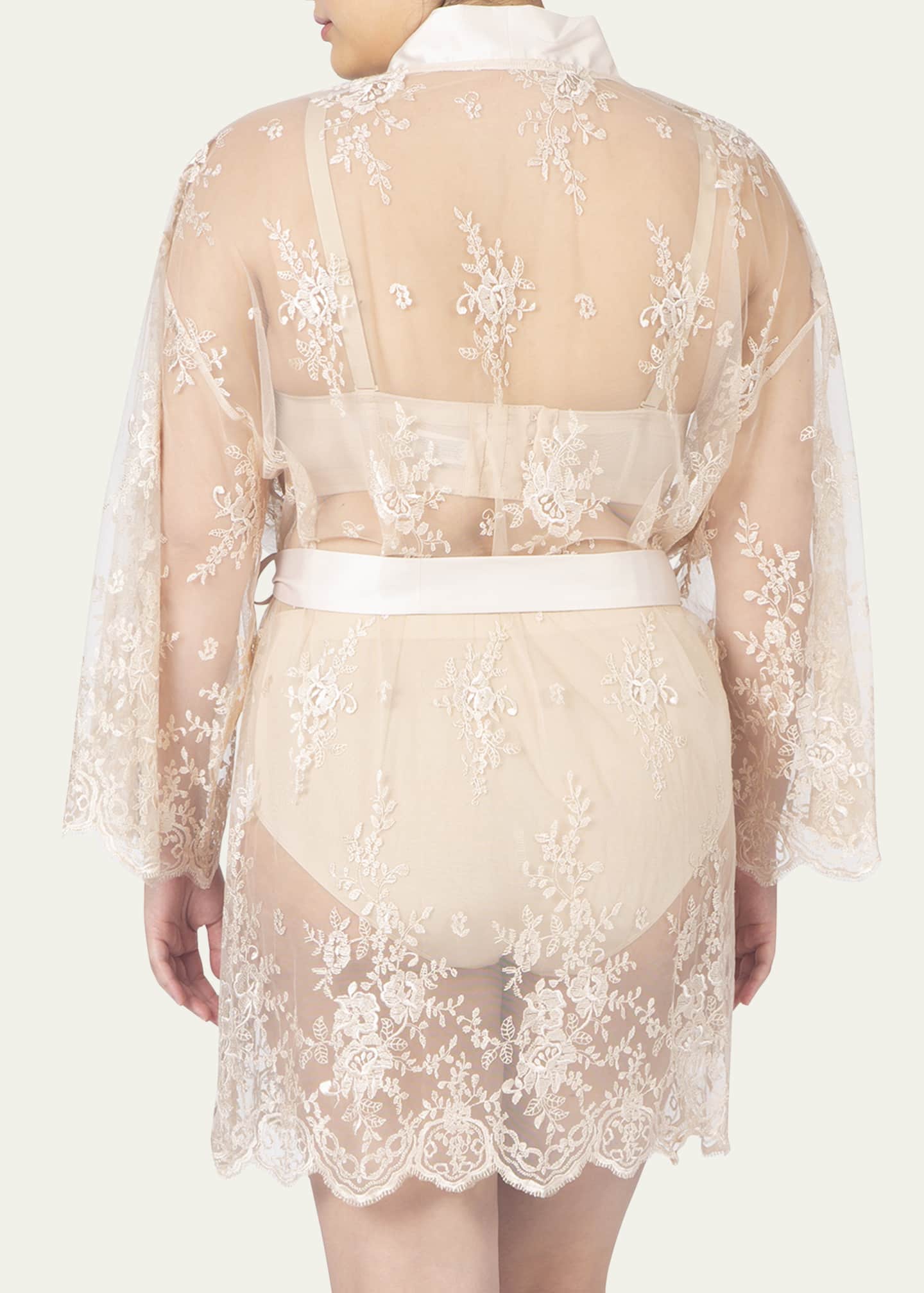 Rya Collection Plus Size Short Embroidered Lace Sheer Robe - Bergdorf ...