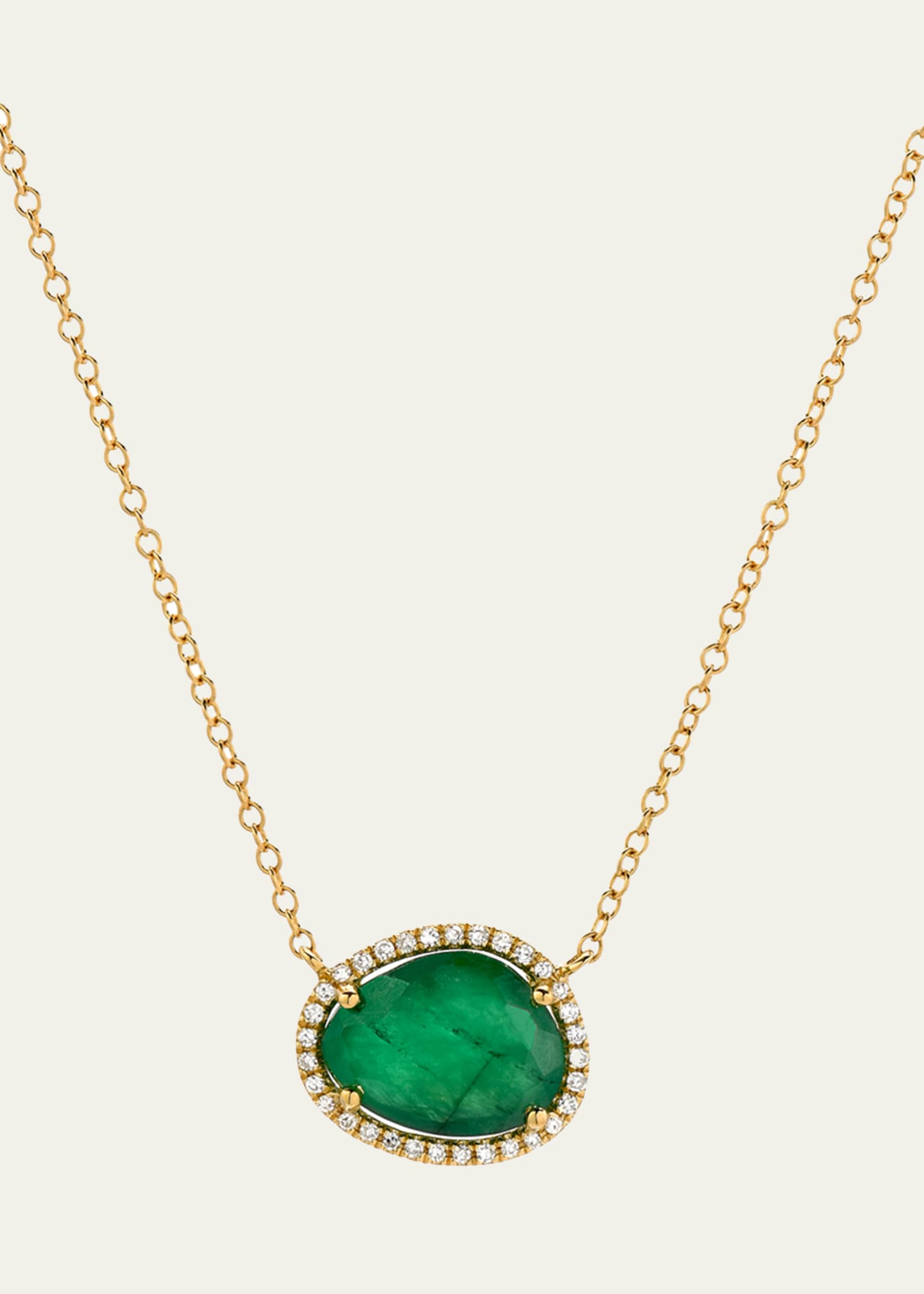 Zoe Lev Jewelry 14K Yellow Gold Diamond and Emerald Necklace, 16-18"L ...