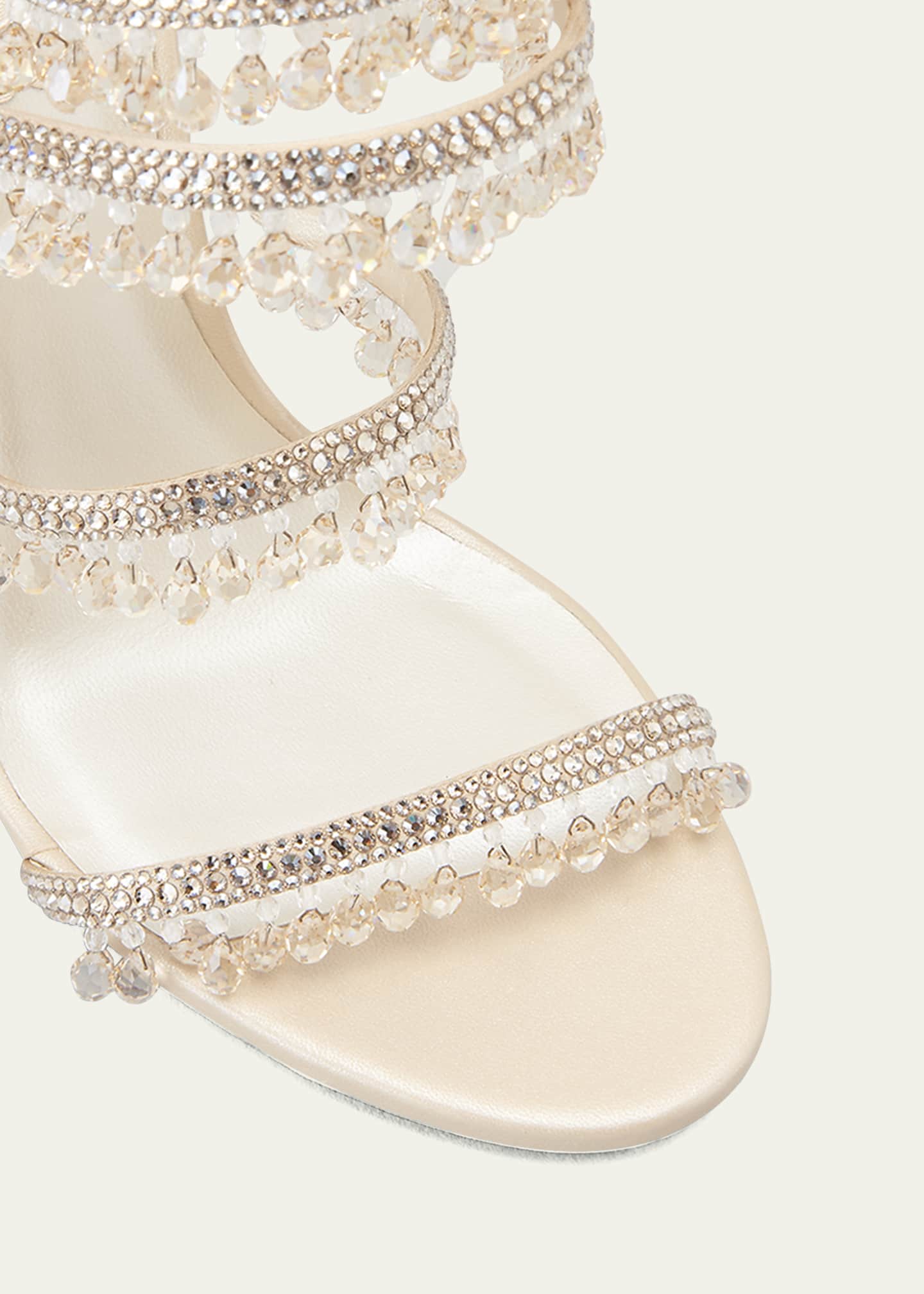 Rene Caovilla Chandelier Snake Beaded Crystal Ankle-Wrap Sandals ...